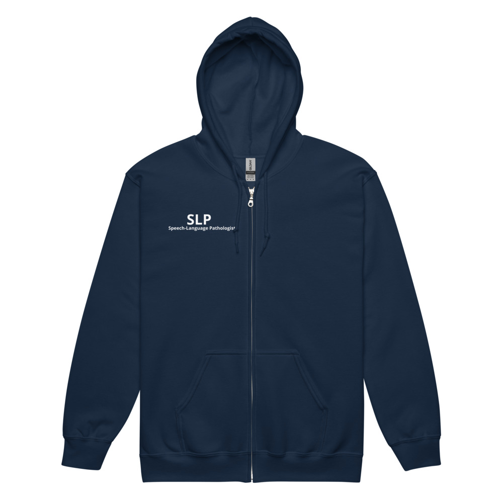 SLP Unisex heavy blend zip hoodie, Speech Language Pathologist (Navy, L ...