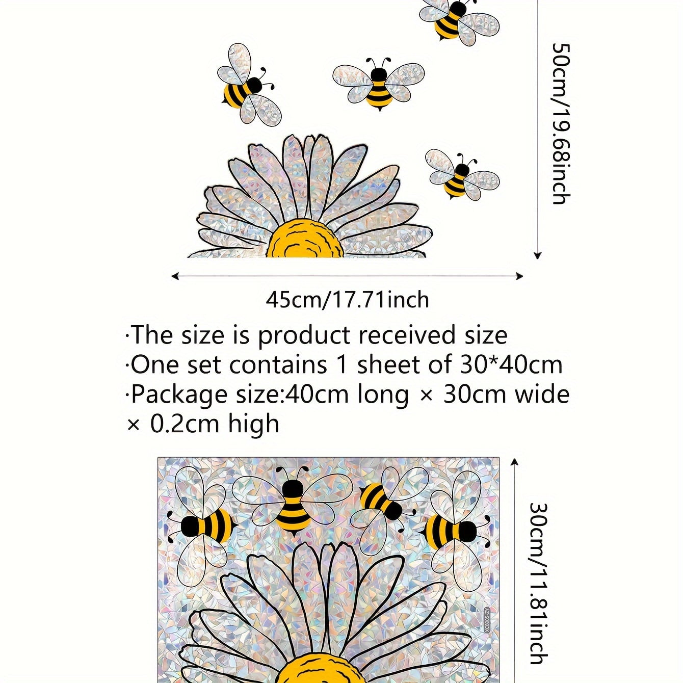 SLPJZLW 1pc Colorful Bee Flower Glass Window Stickers Electrostatic ...