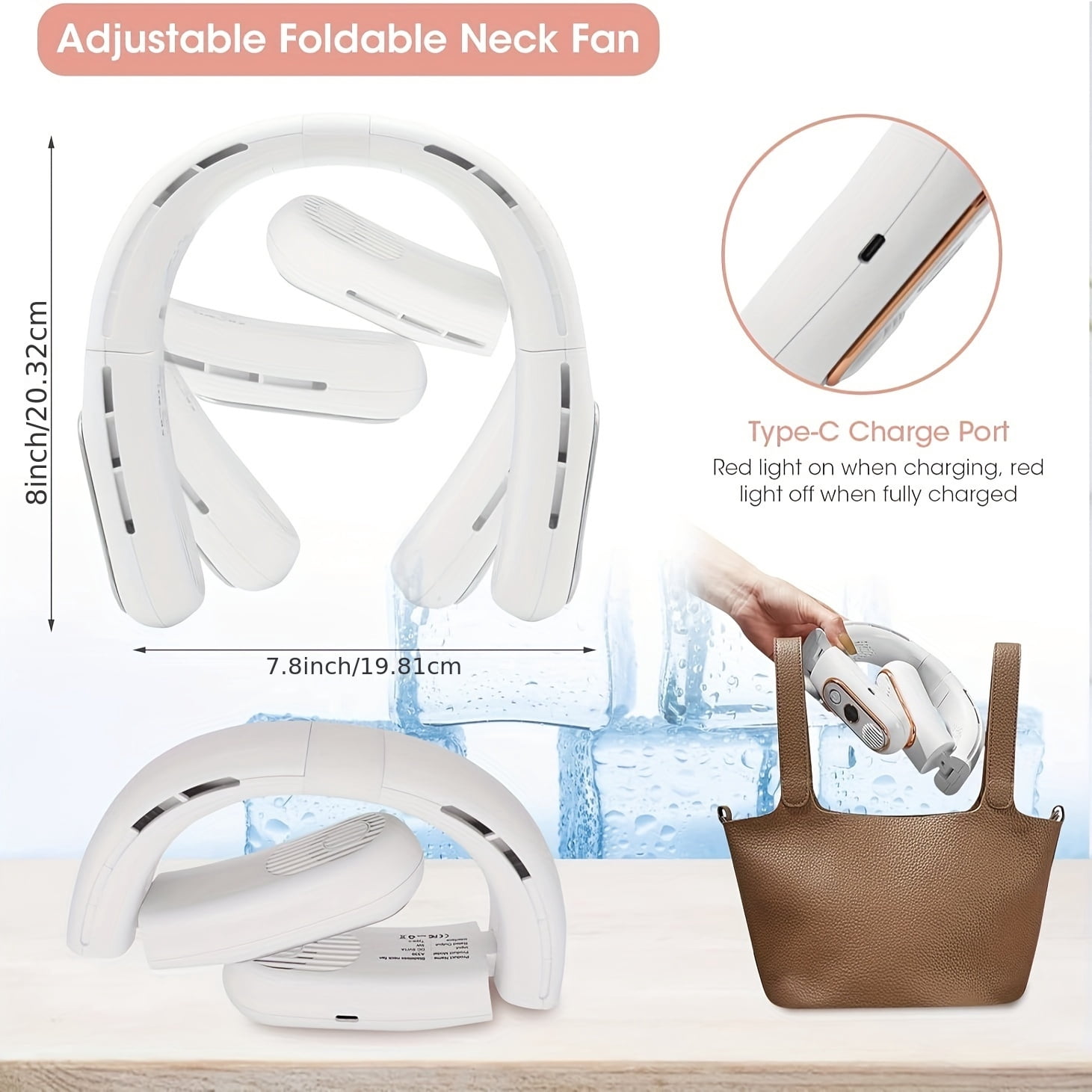 SLPJZLW Neck Fan 4 Turbos Foldable Portable Fan Bladeless Neck Fan ...