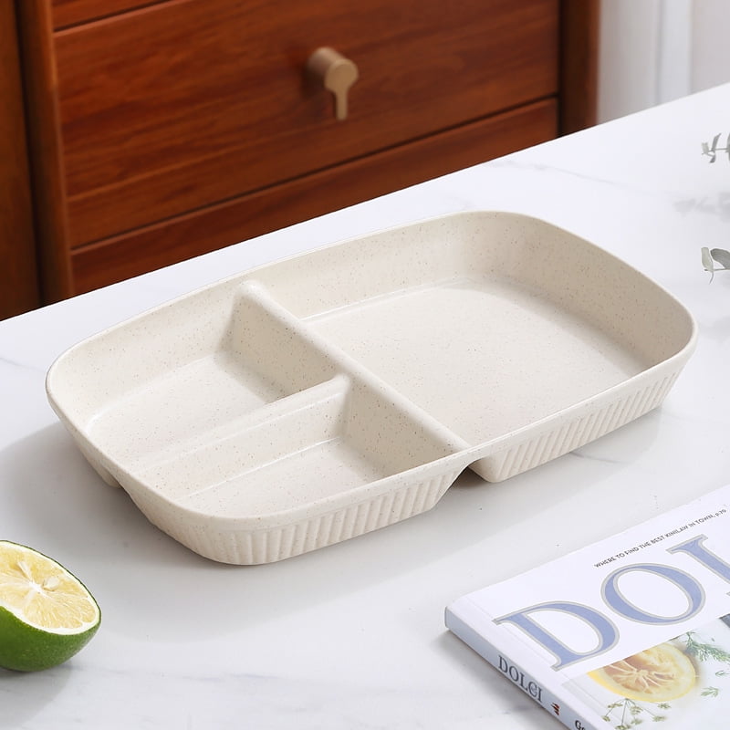SLPJZLW Three-Compartment Divided Plates for Portion Control - Beige ...