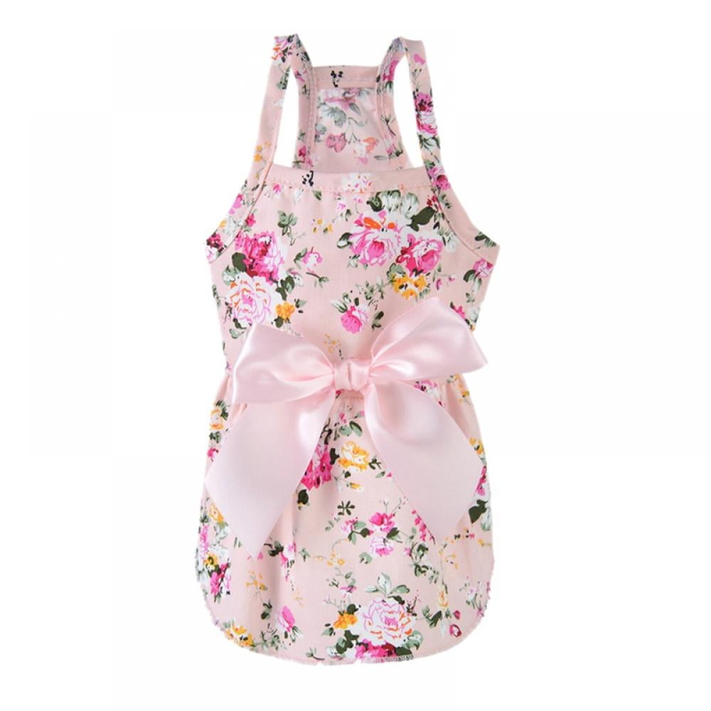 SLPUSH Dog Bowknot Floral Dress Pet Princess Dress Dog Sundress Dog ...