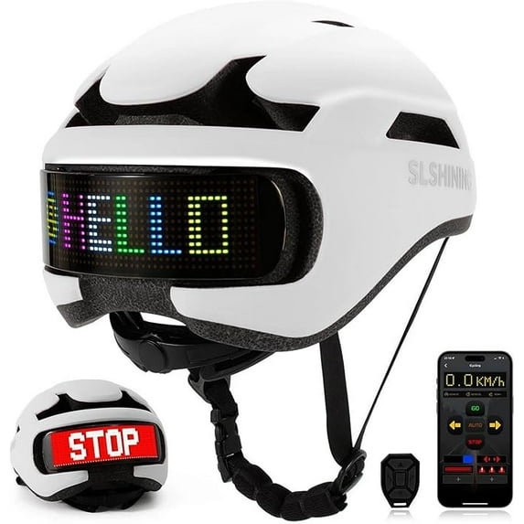 SLSHINING LED Smart Adult Bike Helmet with APP/Remote Control | Unisex ...