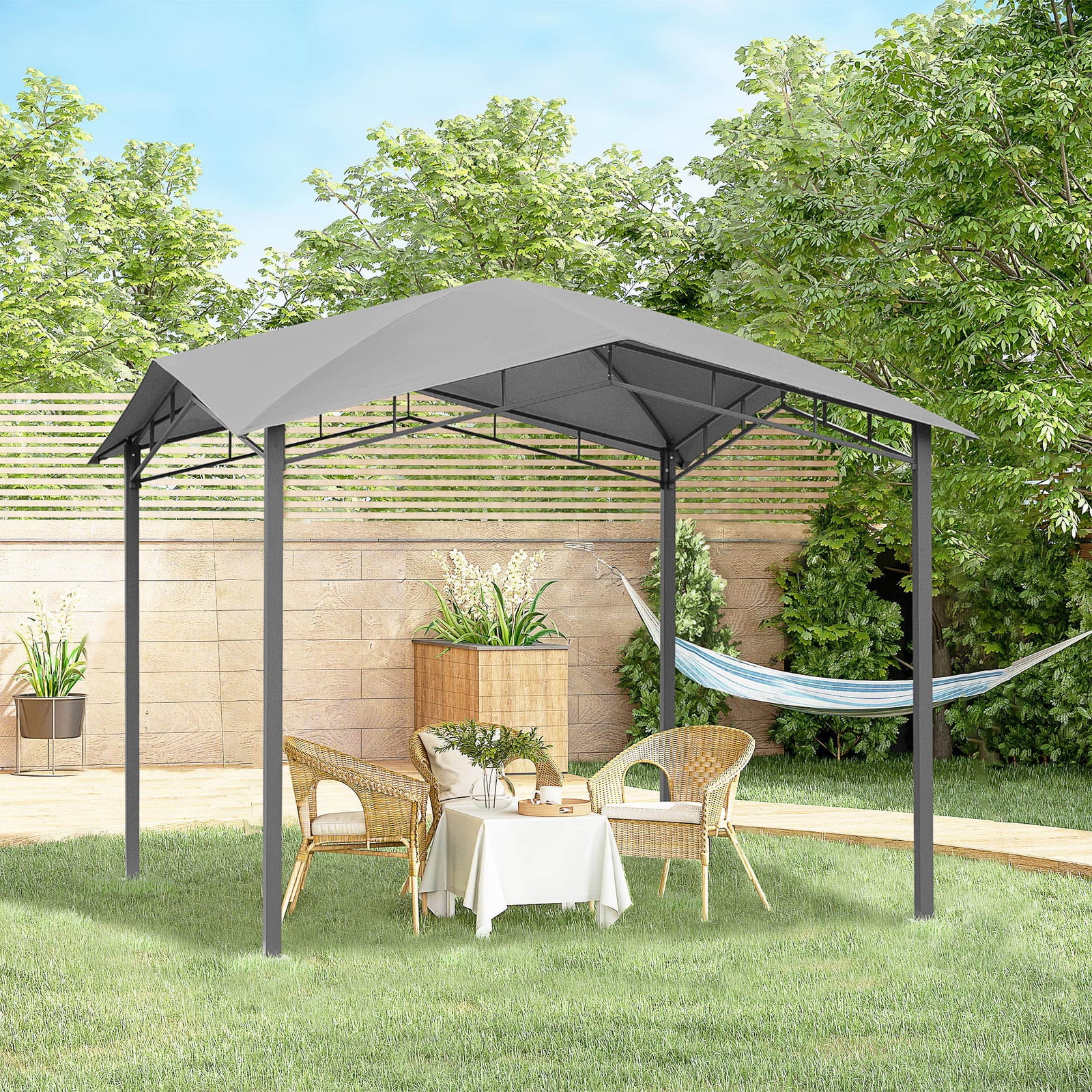 SLSRFD 10x10FT Outdoor Gazebo Canopy Tent with Soft Top, Steel Frame ...