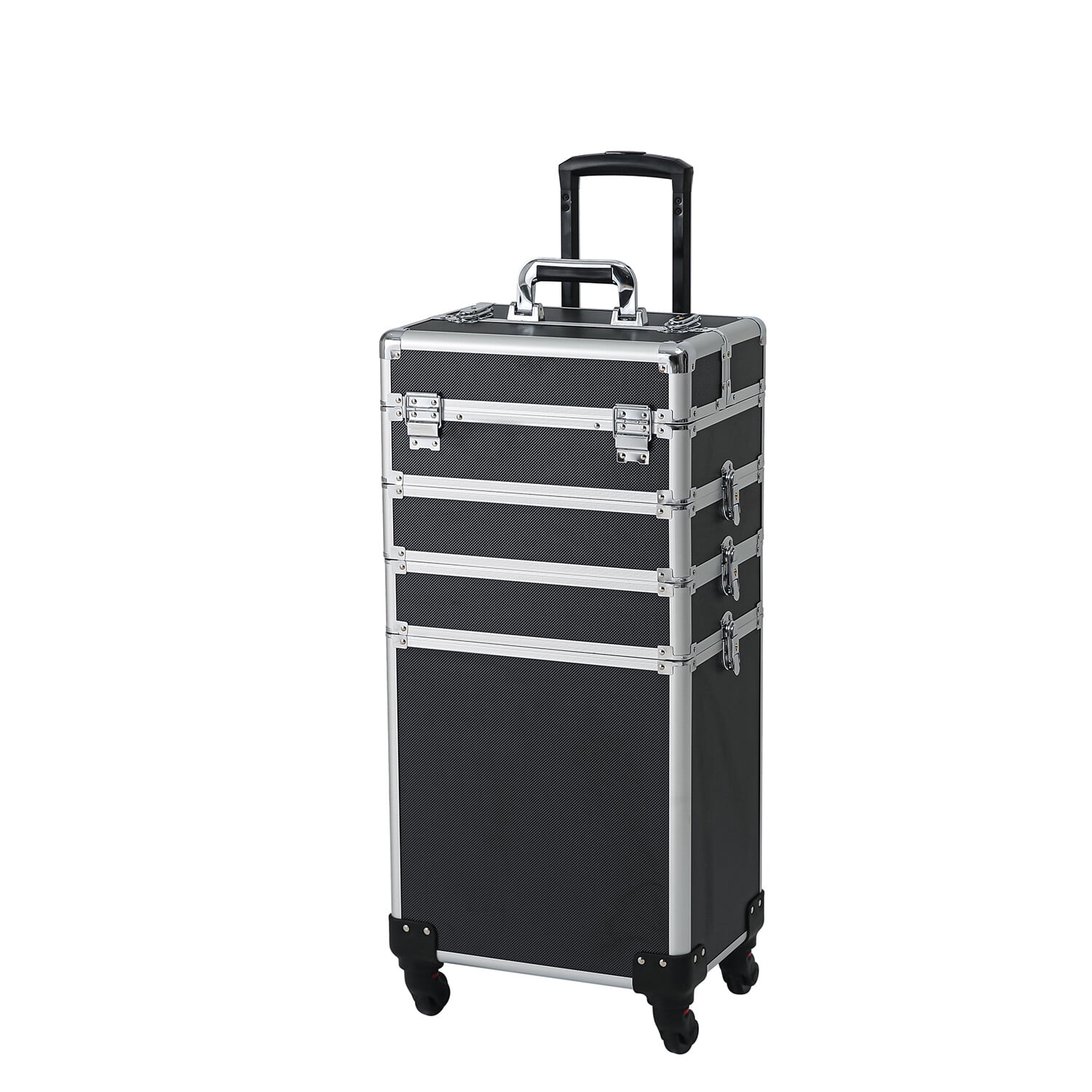 SLSRFD 4-in-1 Rolling Makeup Train Case, Aluminum Trolley Cosmetic ...
