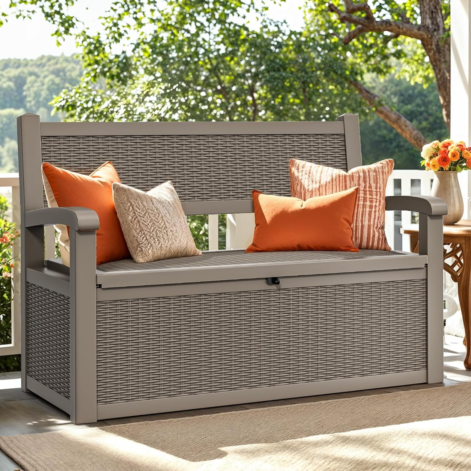 SLSRFD 70 Gallon Deck Bench with Storage, Outdoor Storage Box Bench ...