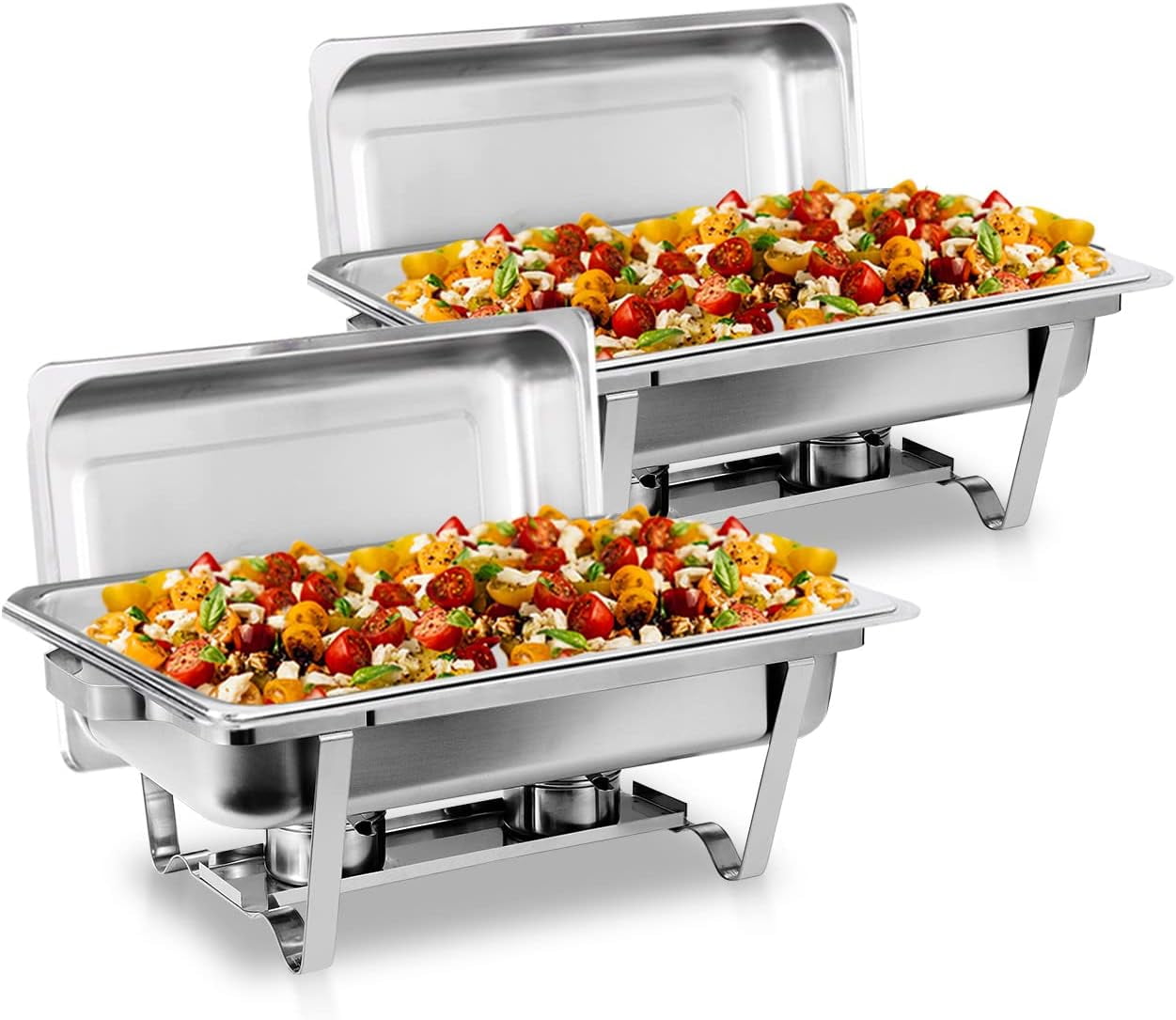 SLSRFD 8 Qt Stainless Steel 2 Pack Full Size Chafer Dish w/Water Pan ...