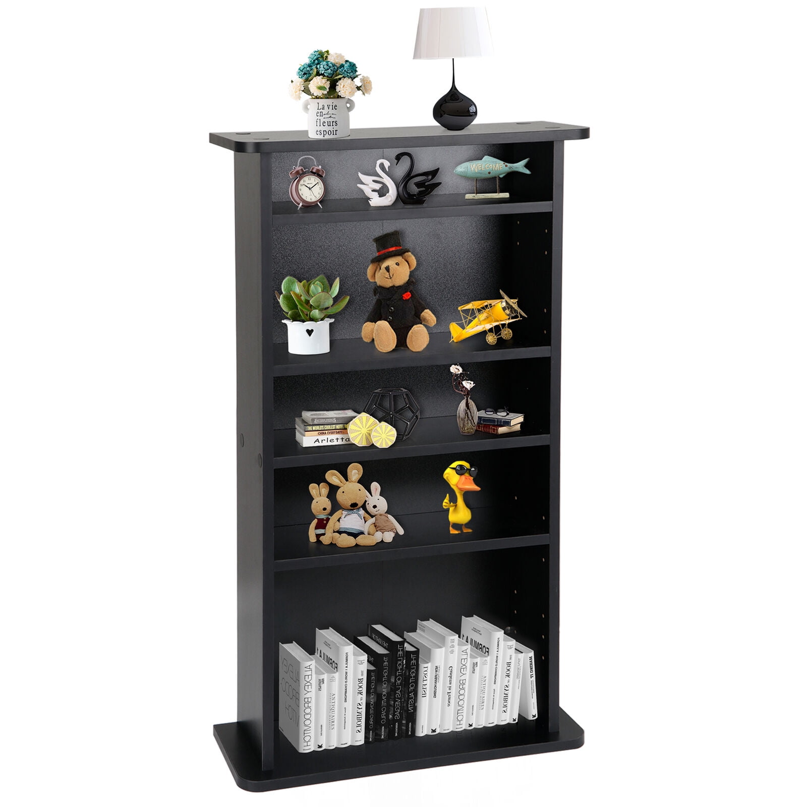 SLSRFD Adjustable CD Media Storage Cabinet, 5-Tier DVD Book Shelf ...