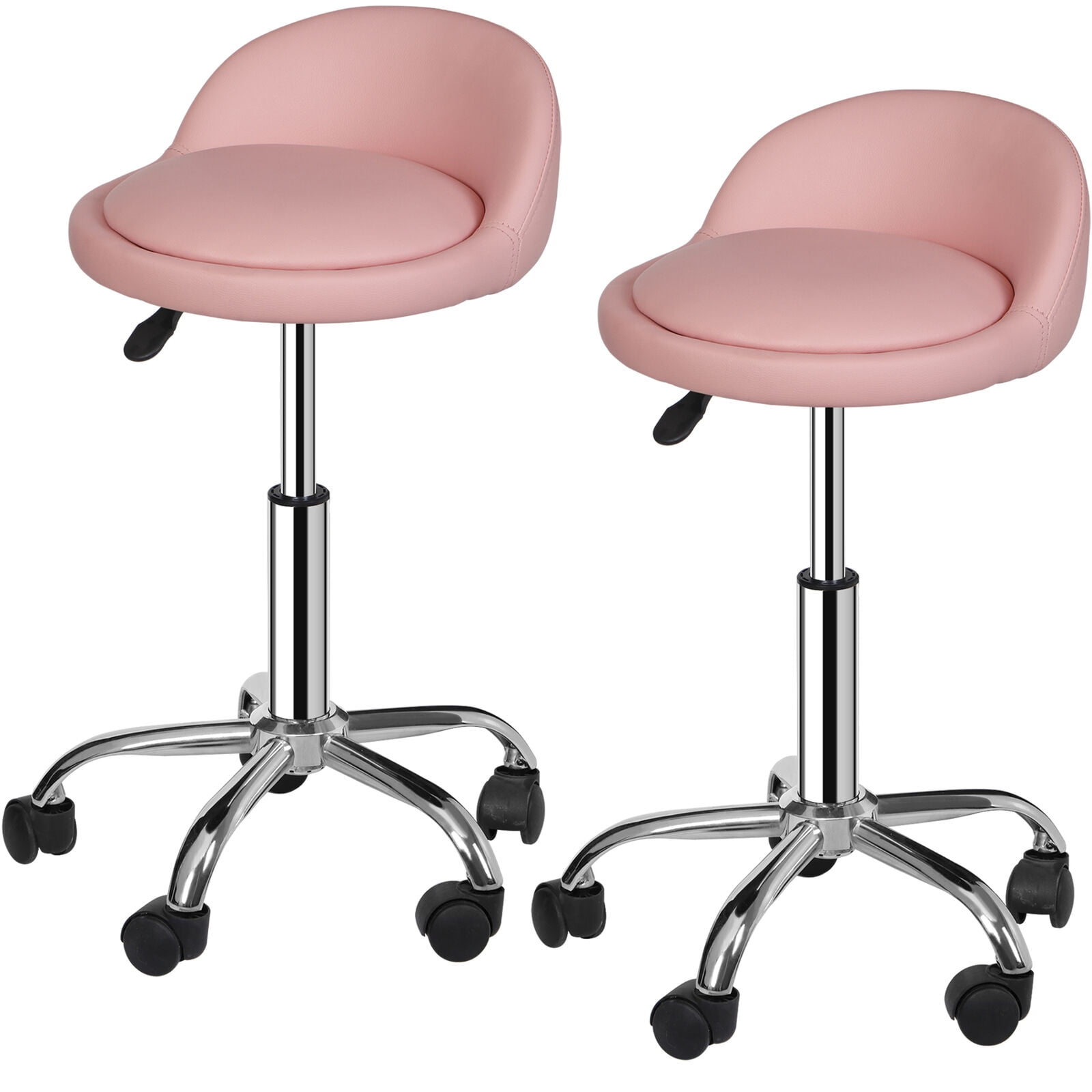 SLSRFD Adjustable Hydraulic Rolling Salon Stool with Backrest, Swivel ...