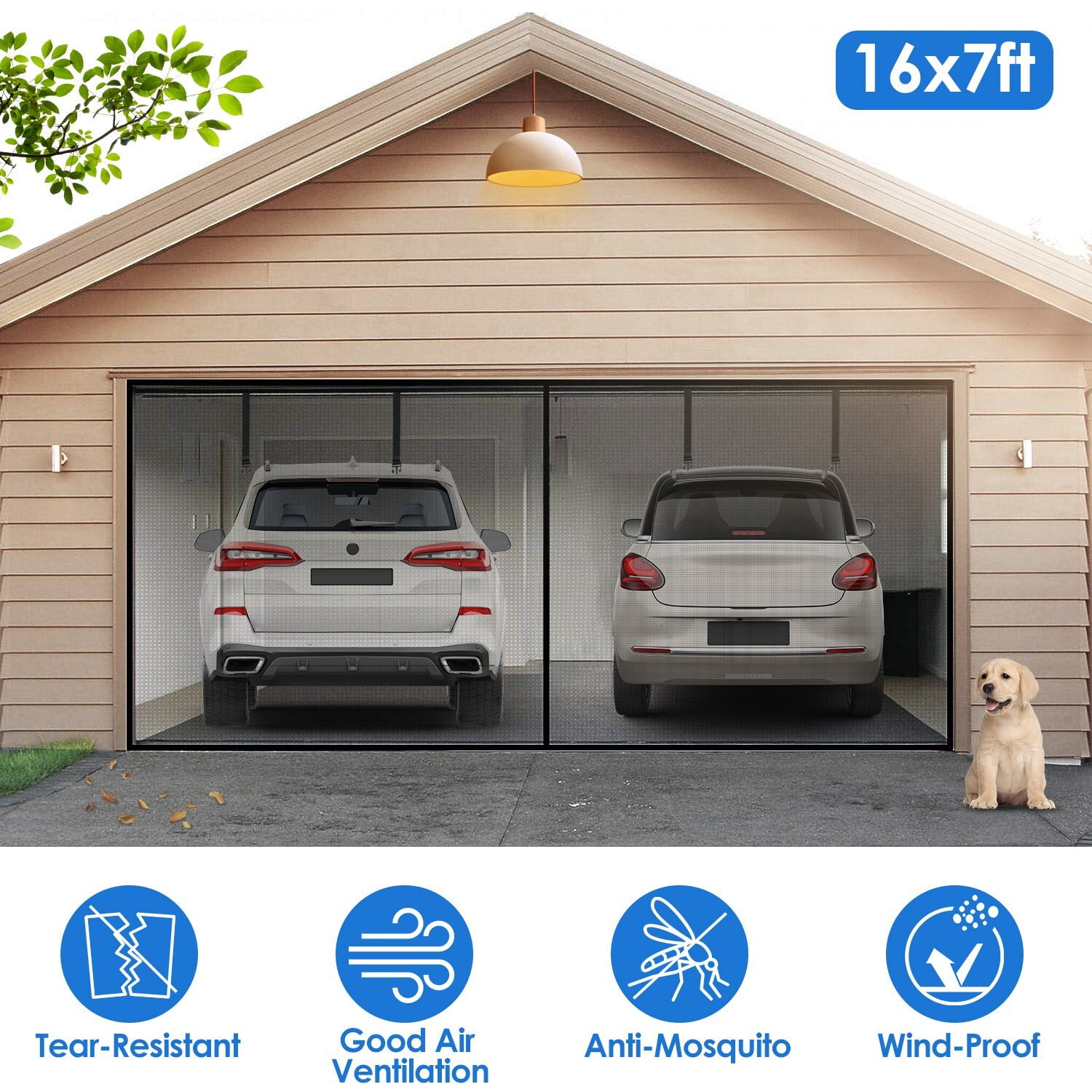 SLSRFD Garage Door Screen Magnetic Heavy Duty Mosquito Insects Bugs ...