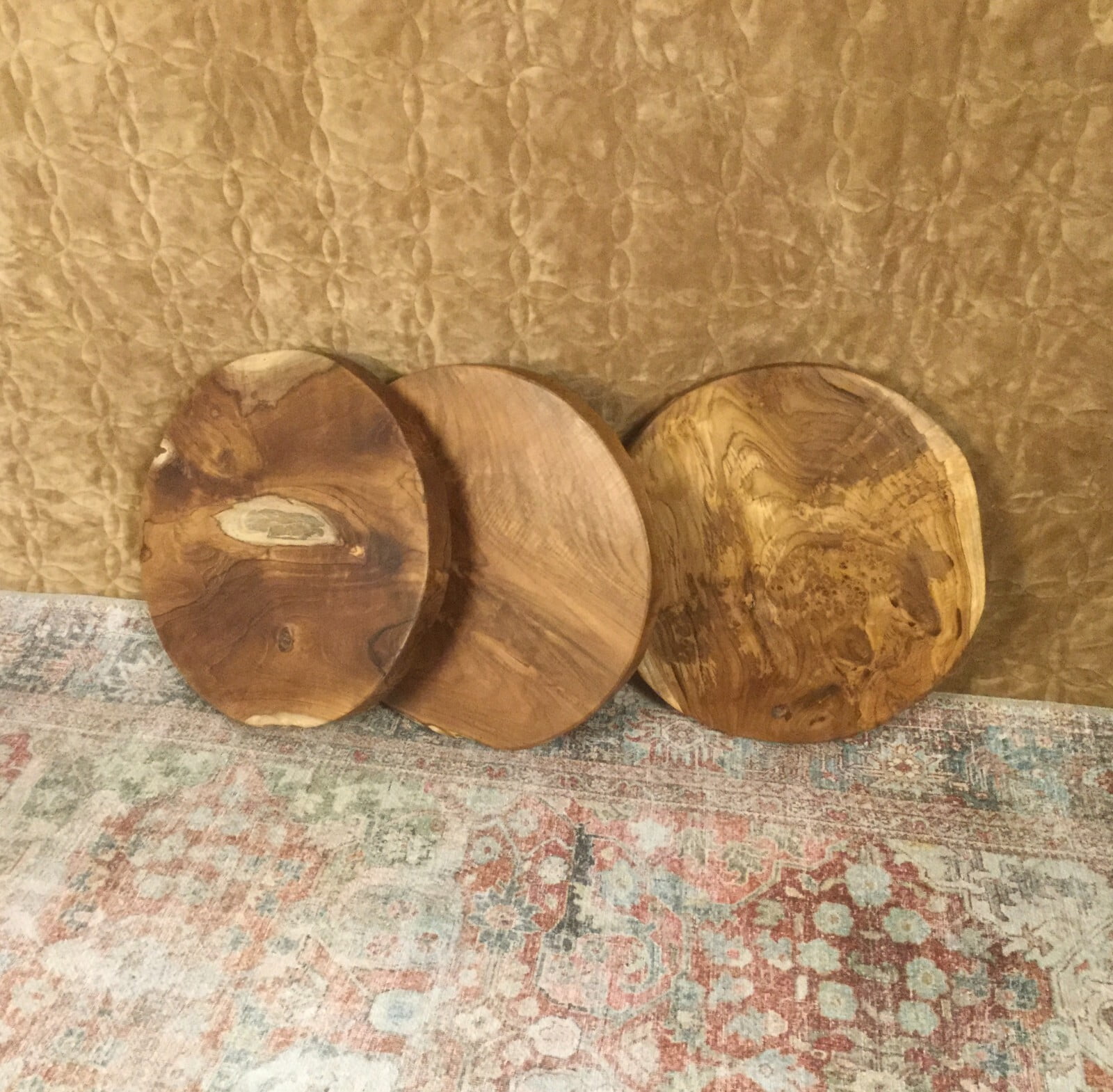 SLSRFD Natural Teak Wood Slab Table Top, Live Edge Round 16"x16" x 2 ...