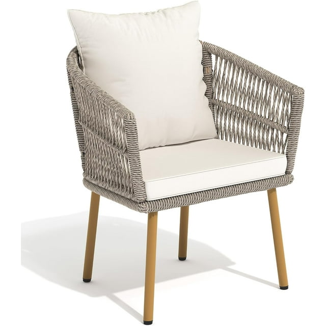 SLSRFD Outdoor Dining Single Sofa Chair, Indoor-Outdoor Wicker Bistro ...
