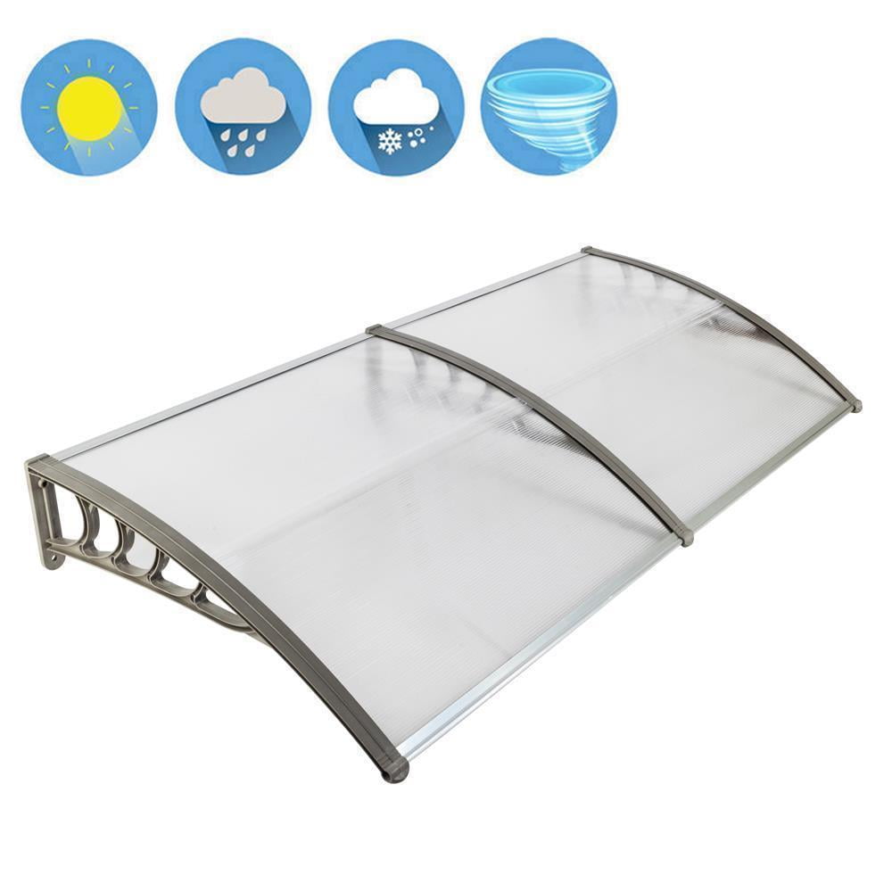 SLSRFD Outdoor Door Window Awning, Polycarbonate Hollow Sheet Canopy Shade Cover, Weather ...
