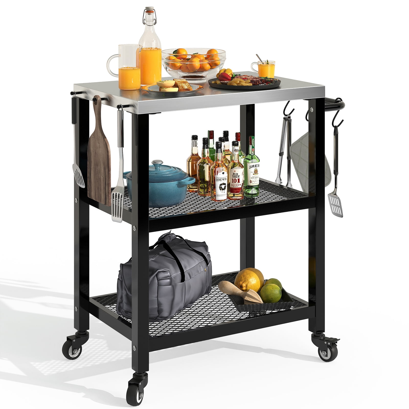 SLSRFD Outdoor Prep Dining Table Cart For Patio Bar Grilling Backyard ...