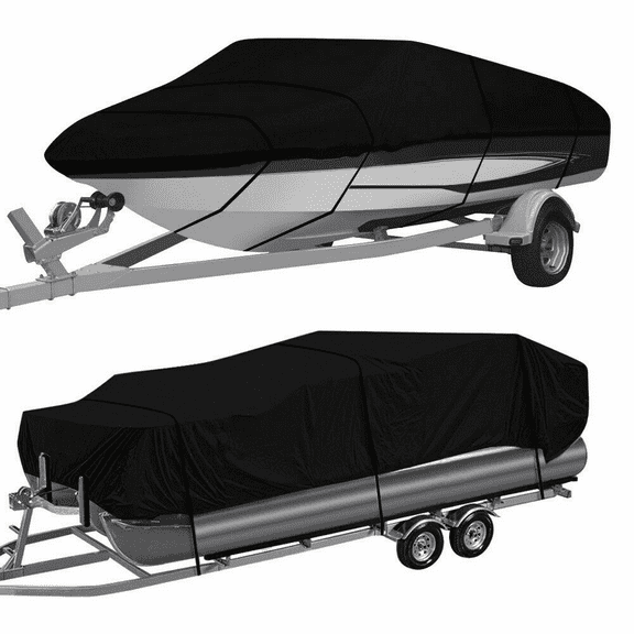 Waterproof Heavy Duty Boat Cover for Trailerable Pontoon/V-Hull Fishing ...