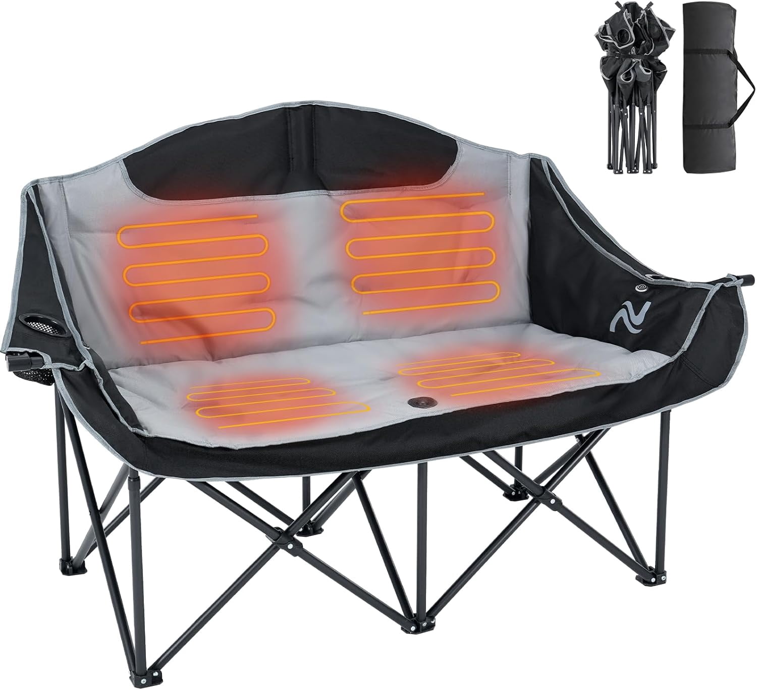 SLSY Heated Double Camping Chair,Heating Oversized Lawn Chairs for ...