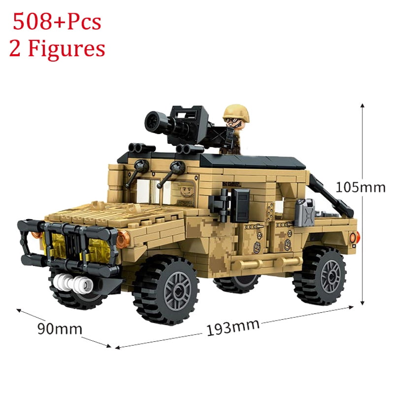 SLUBAN WW2 Military Humvee Jeep H1 Army Friends Car Mould King Building ...