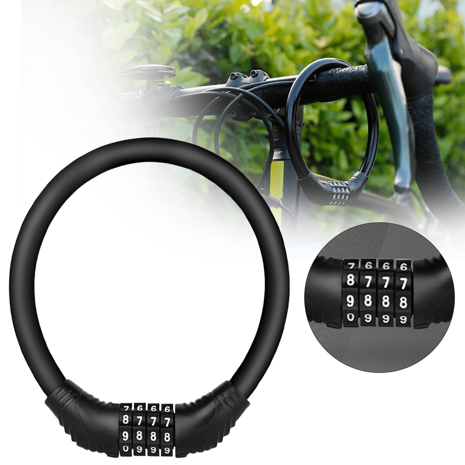 SLUOHZXI 1 Pack Bike Locks Cable,Anti Theft Bicycle Lock Chain,4 Digit ...