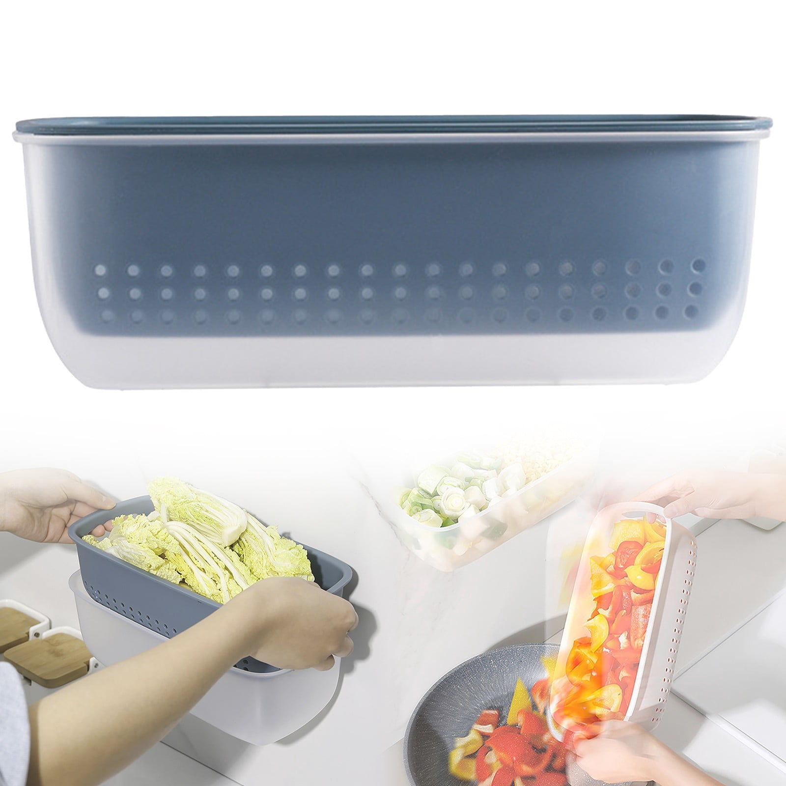 SLUOHZXI 1 Pc Large Kitchen Strainer Colander Bowl Set, Double-Layer ...