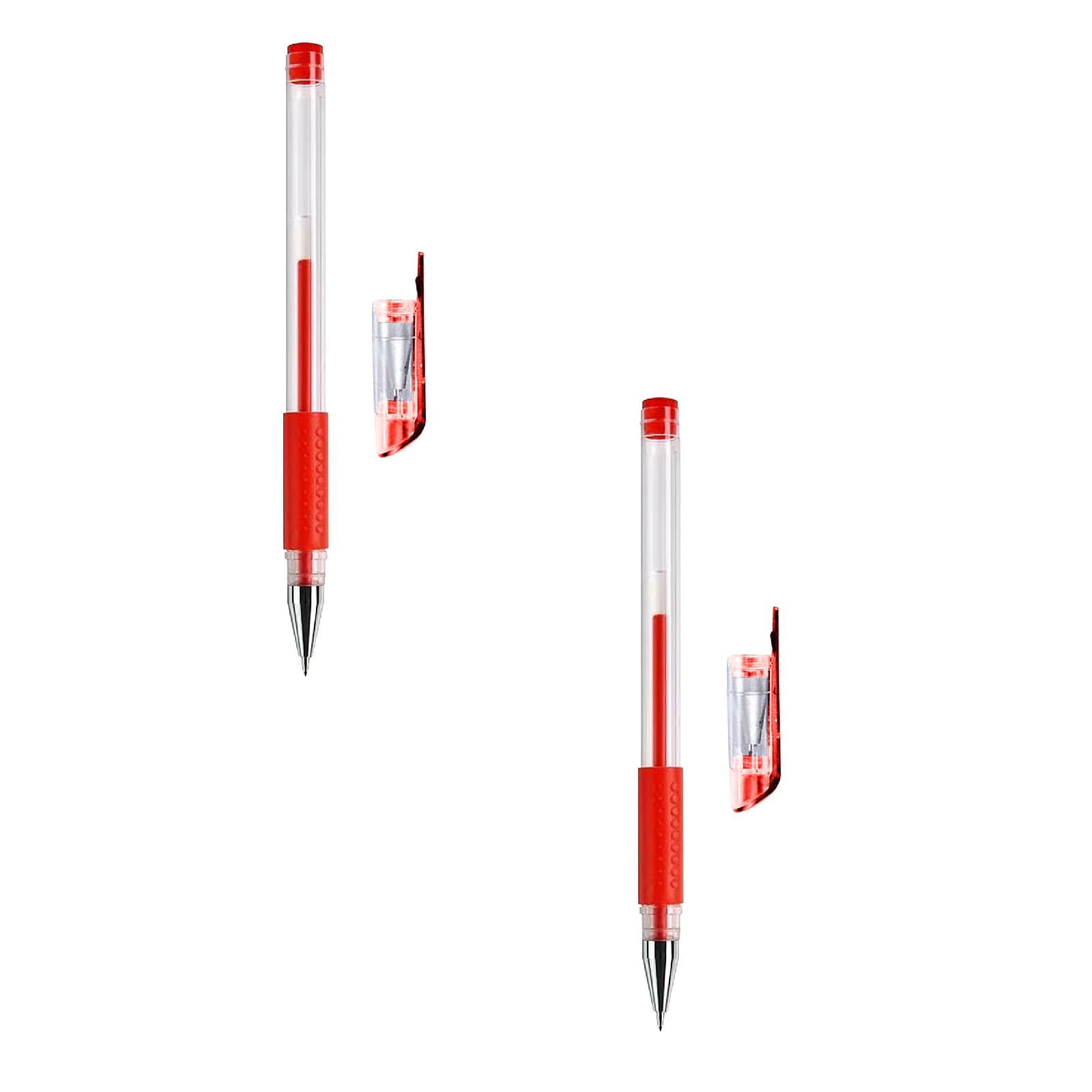 SLUOHZXI 2 Pcs Red Ink Gel Pens, 0.5mm Ballpoint, Fine Point Smooth ...