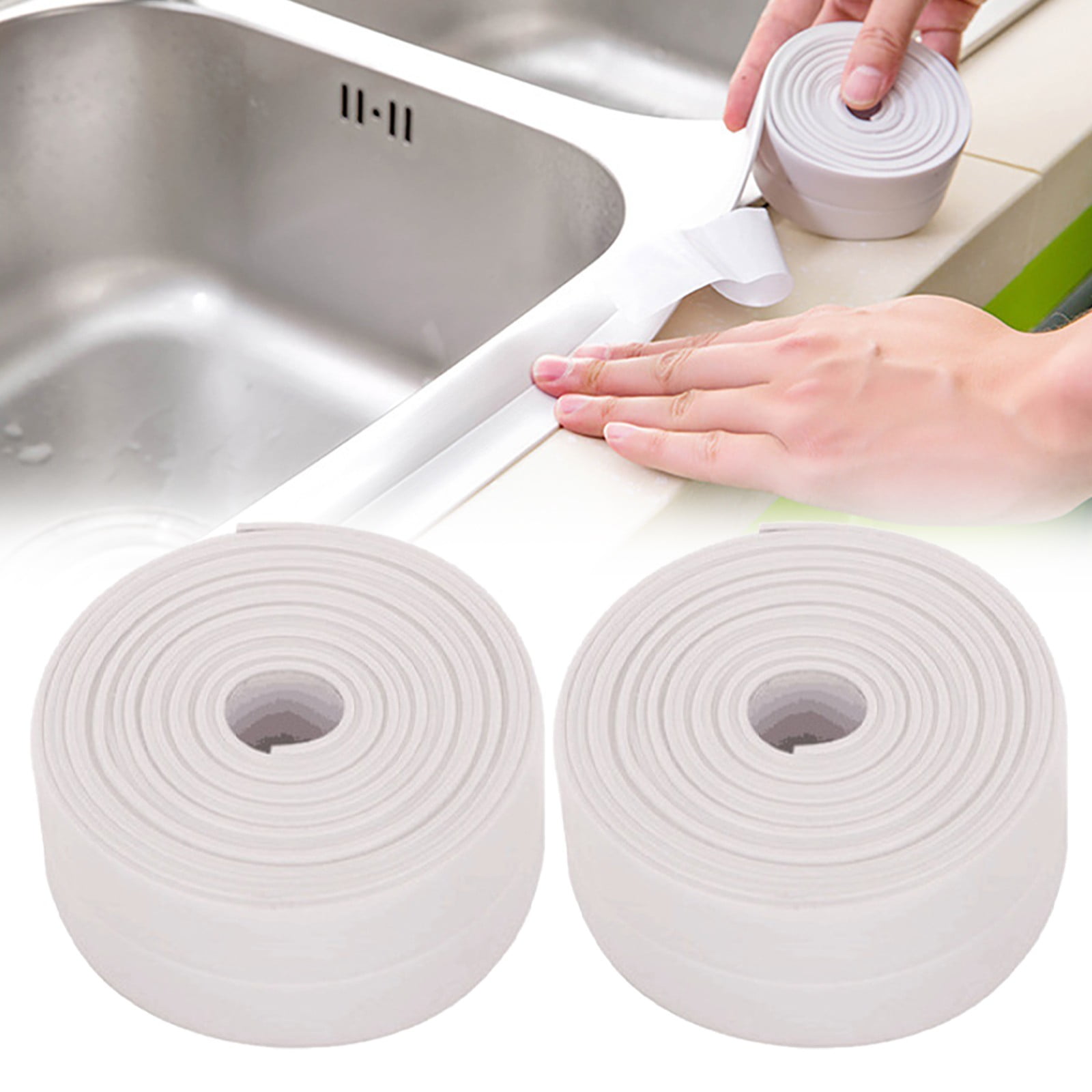 SLUOHZXI 2 Roll Caulk Tape, Self Adhesive Caulk Strip Waterproof ...