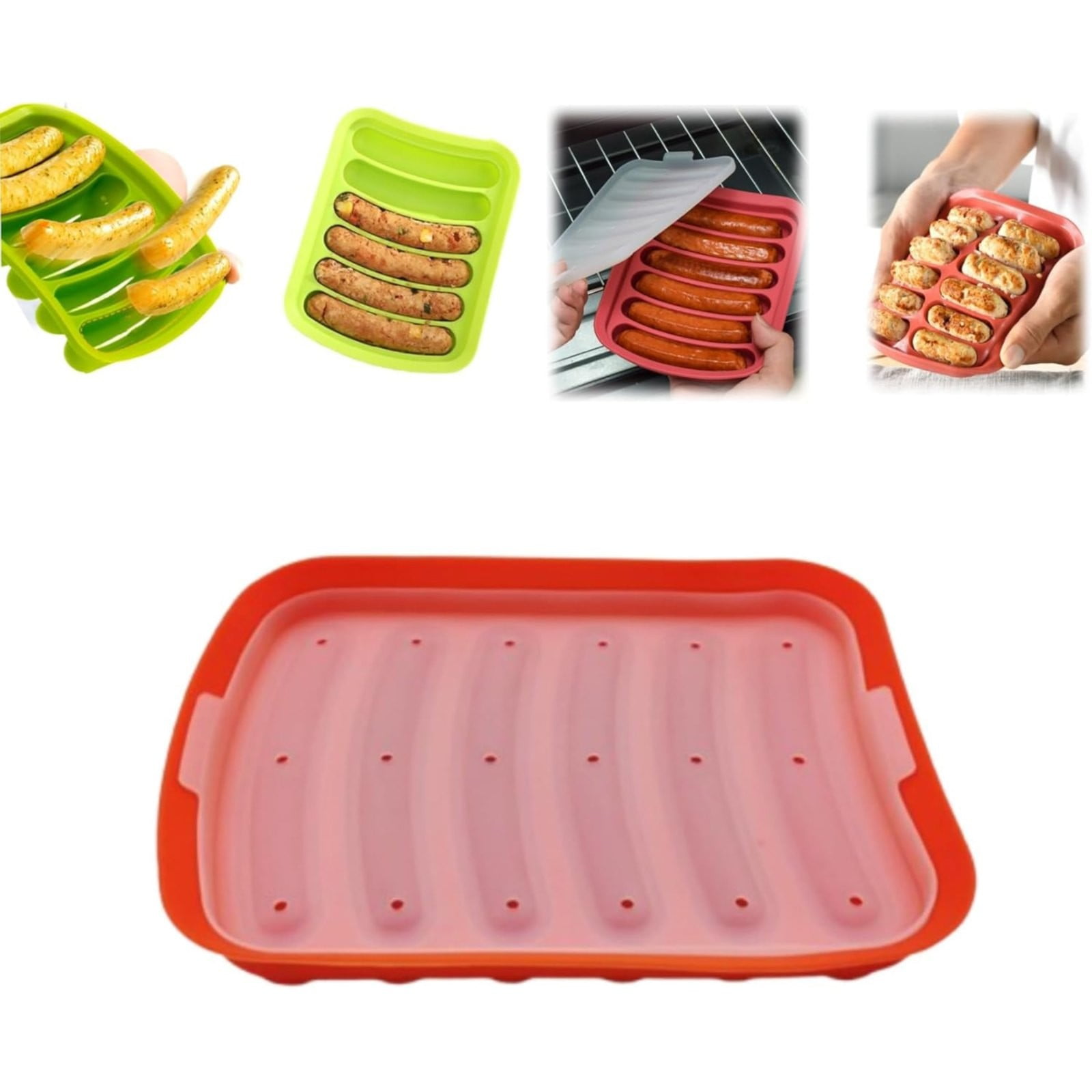 SLUOHZXI 6-Cavity Silicone Sausage/Corn Dog Maker – Non-Stick Flexible ...