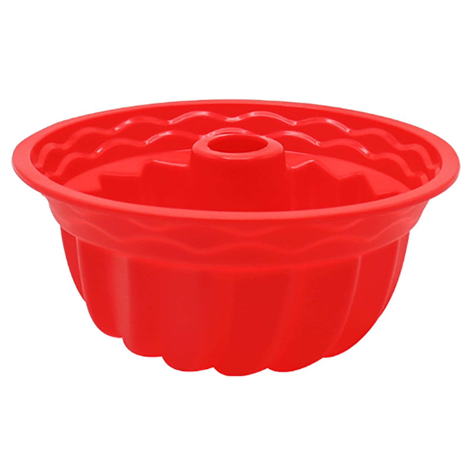 SLUOHZXI 9.45 Inch European-Grade Silicone Fluted Cake Pan – Red Non ...