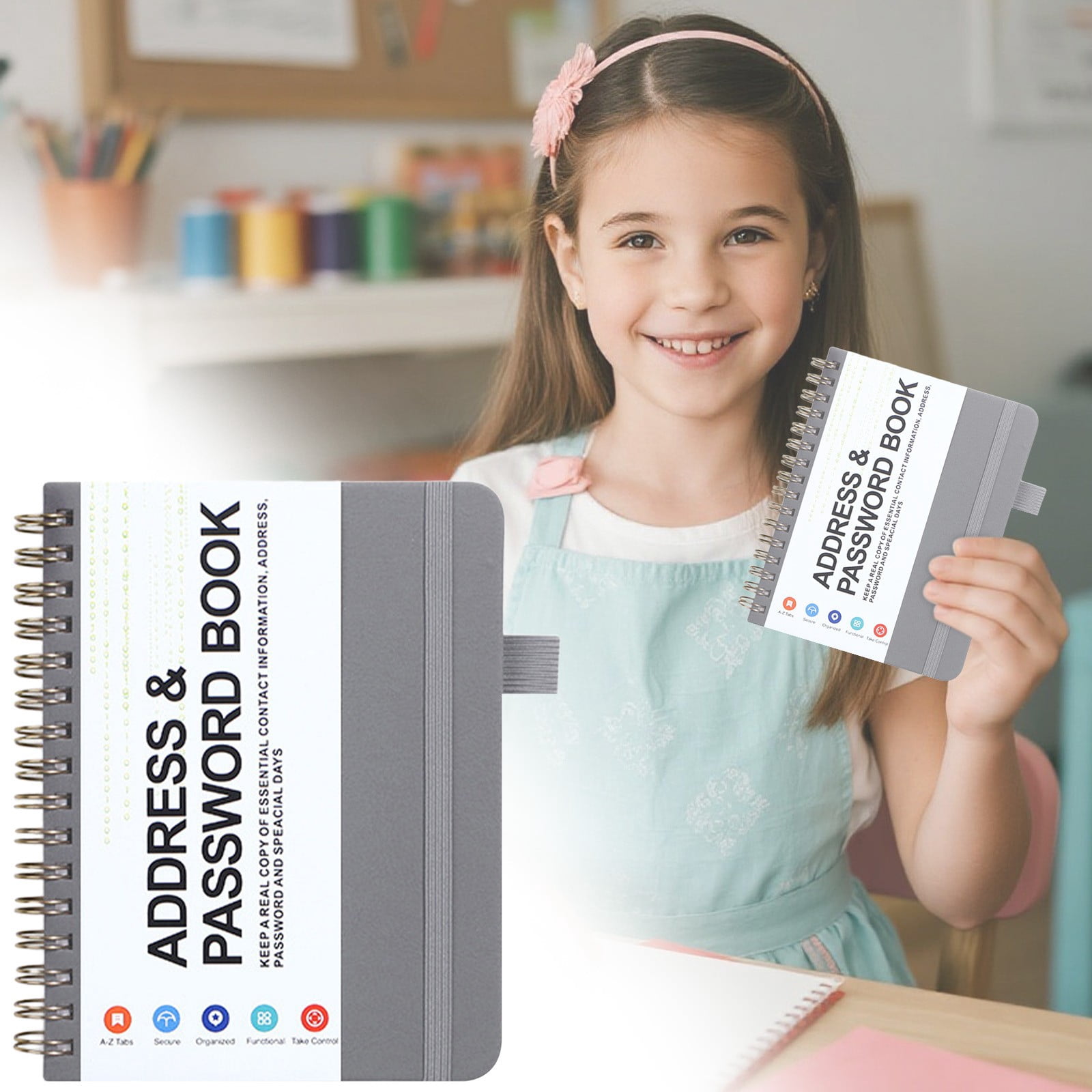 SLUOHZXI Address Telephone Book, 4.7x5.7-Inch,Grey, Spiral-Bound ...