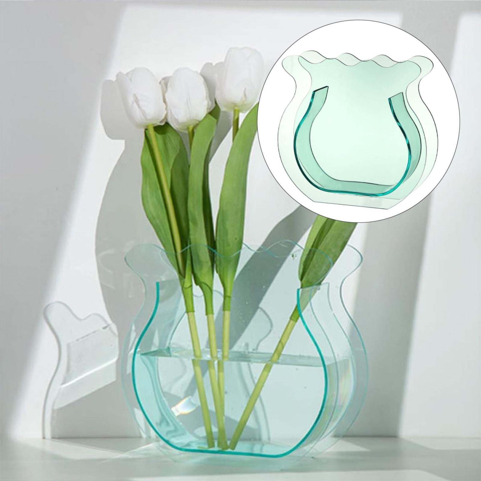 SLUOHZXI Ellipse Vase,Oval Vase Clear Acrylic Flower Vase Floral ...