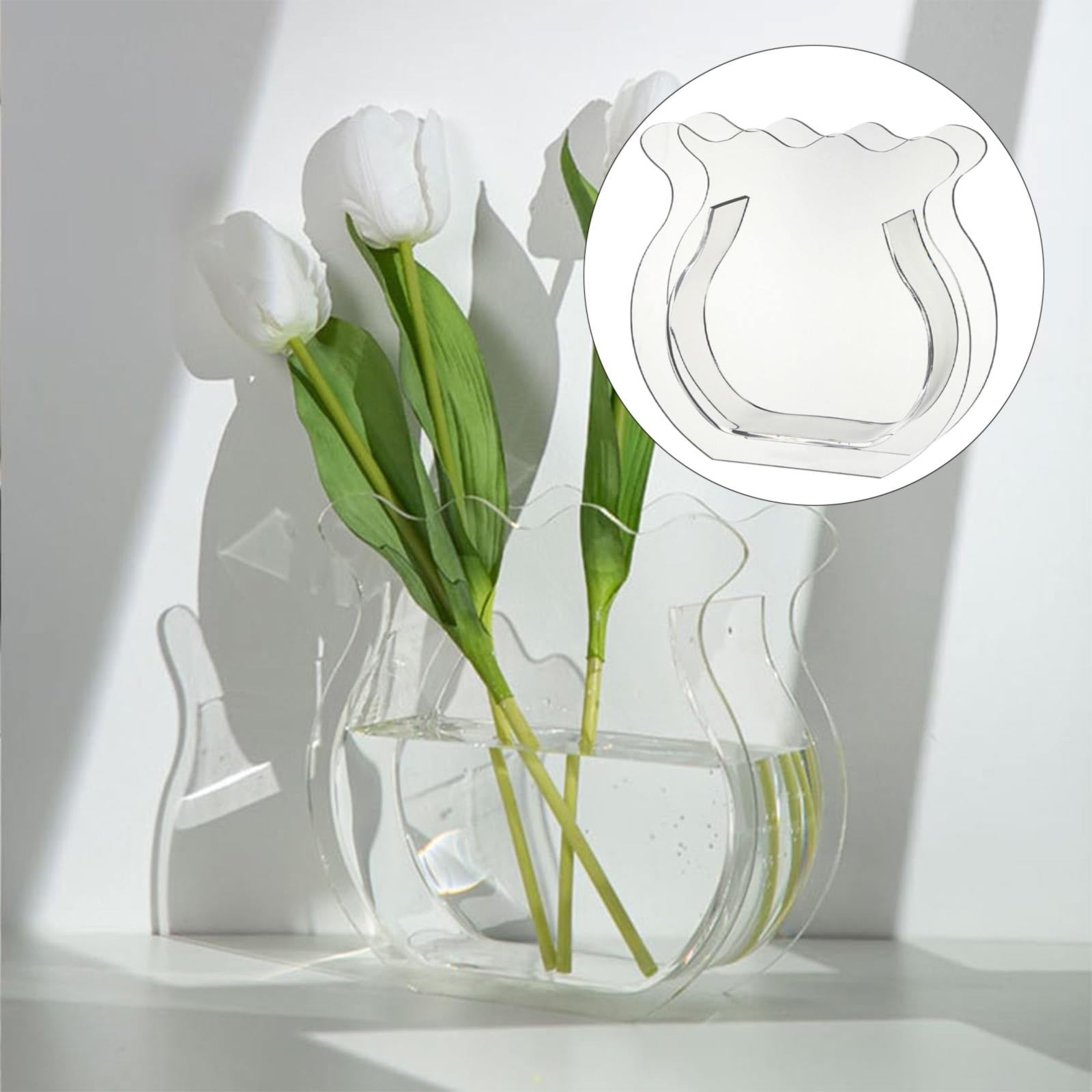 SLUOHZXI Ellipse Vase,Oval Vase Clear Acrylic Flower Vase Floral ...