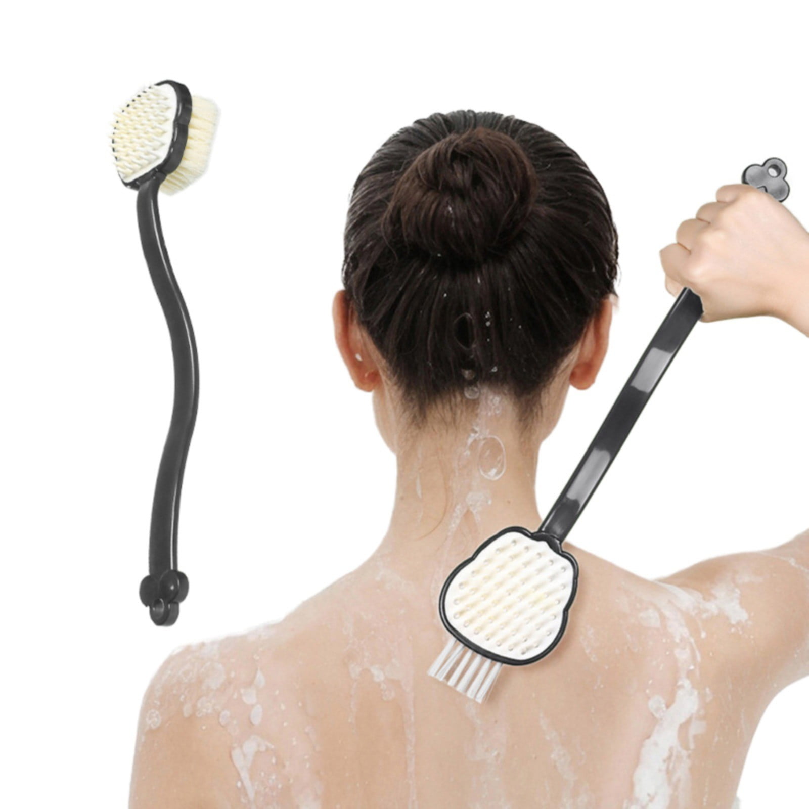 SLUOHZXI Extra Long Handle Shower Brush – 15” Back Scrubber with Soft ...