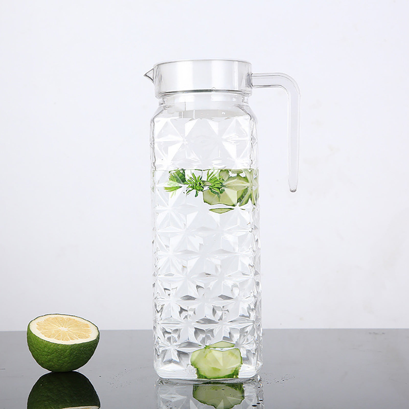 SLUOHZXI Glass Pitcher with Lid and Spout 37.2oz/ 1.1L, Hot/Cold Water ...