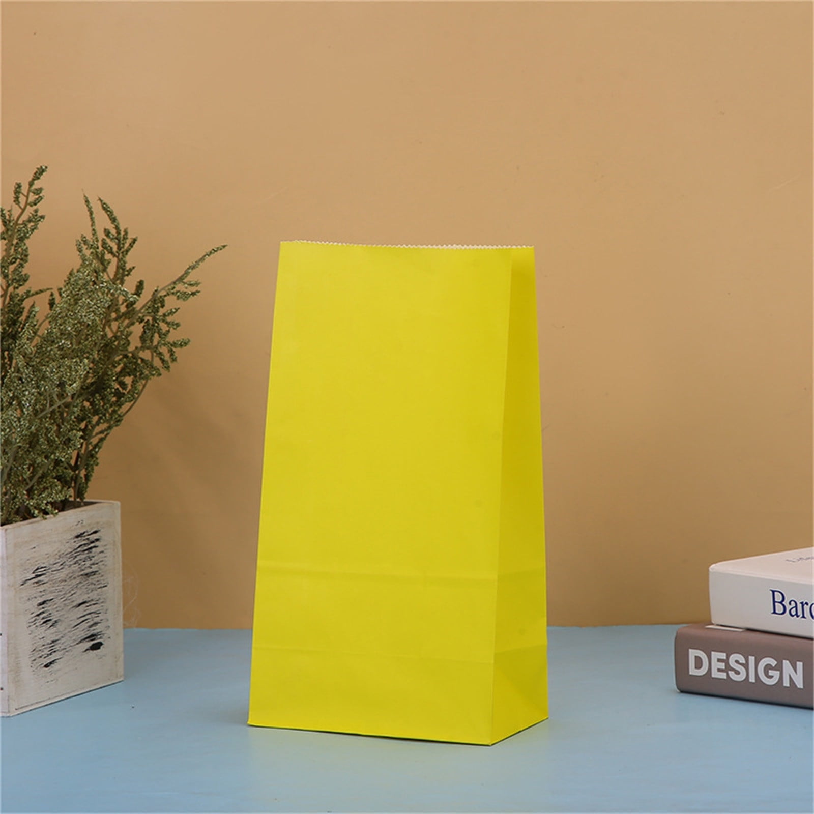 SLUOHZXI Paper Lunch Bags 5 Count Yellow Lunch Bags Kraft Yellow Paper ...