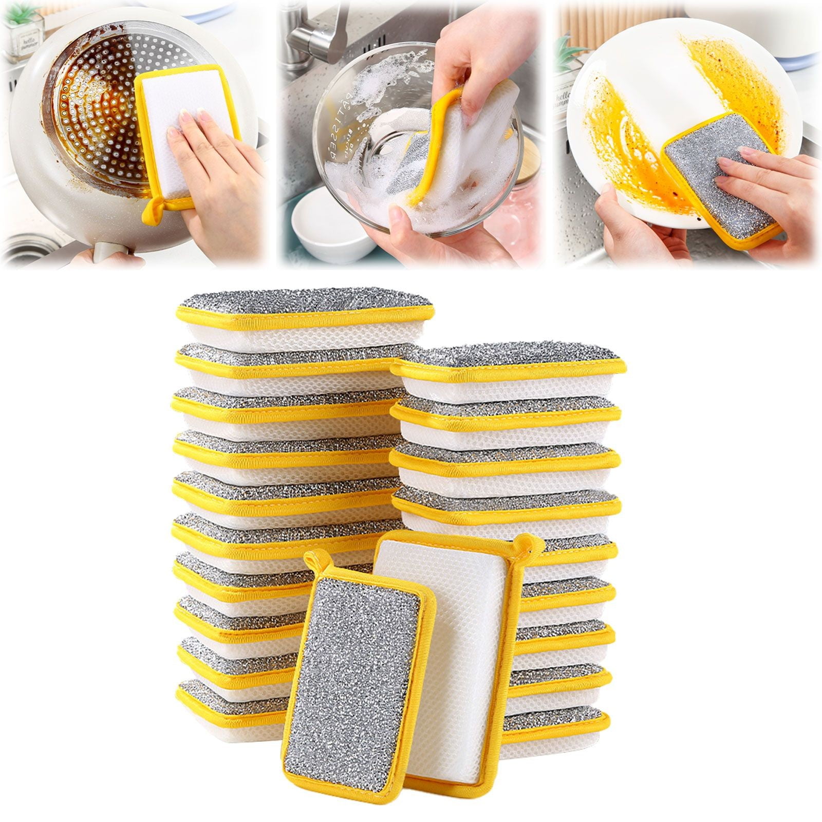 SLUOHZXI Washing up Sponge,Reusable Double Sided Kitchen Dishcloth,Bowl ...