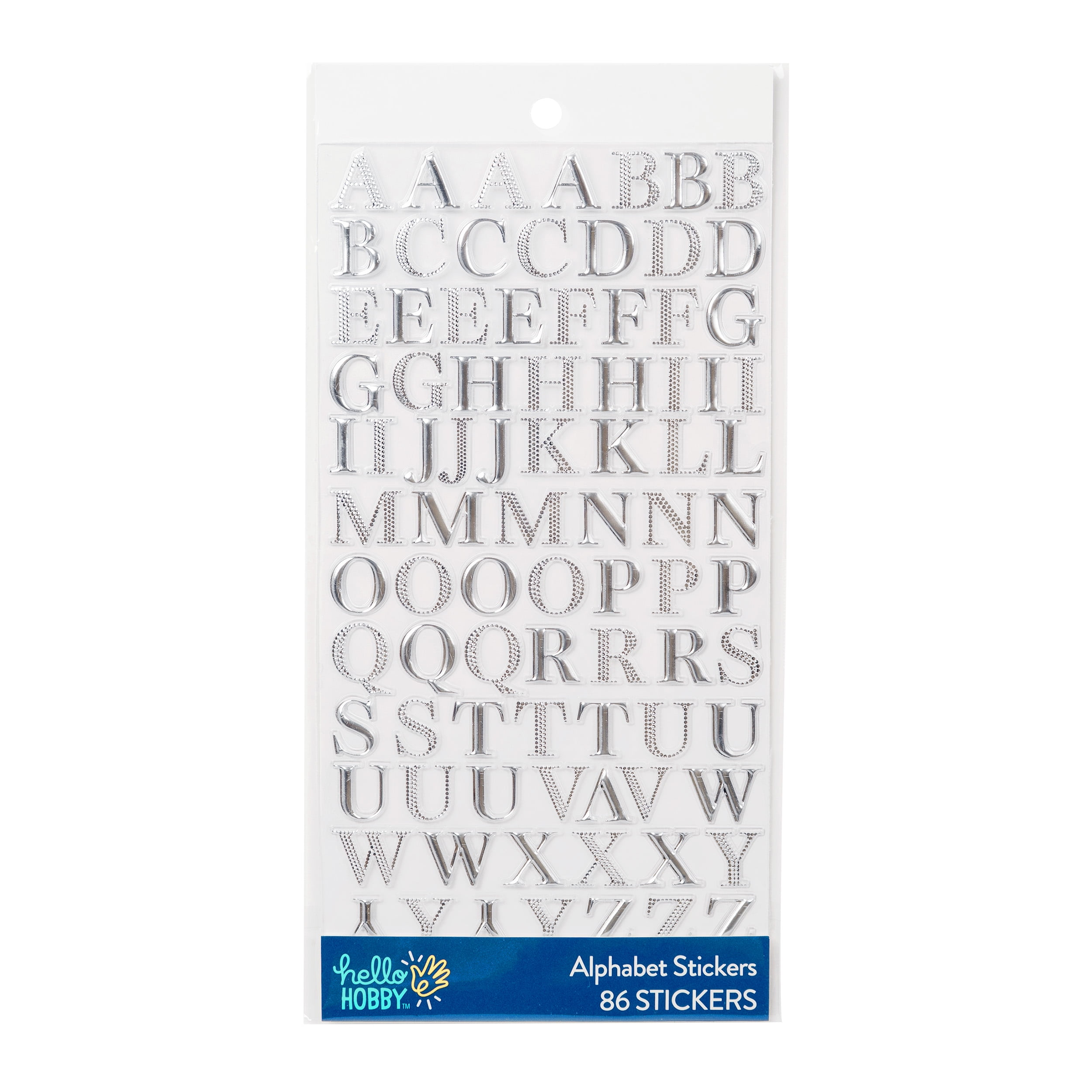 Hello Hobby Silver Foil Alphabet Stickers 86 Count Uppercase Dazzling ...