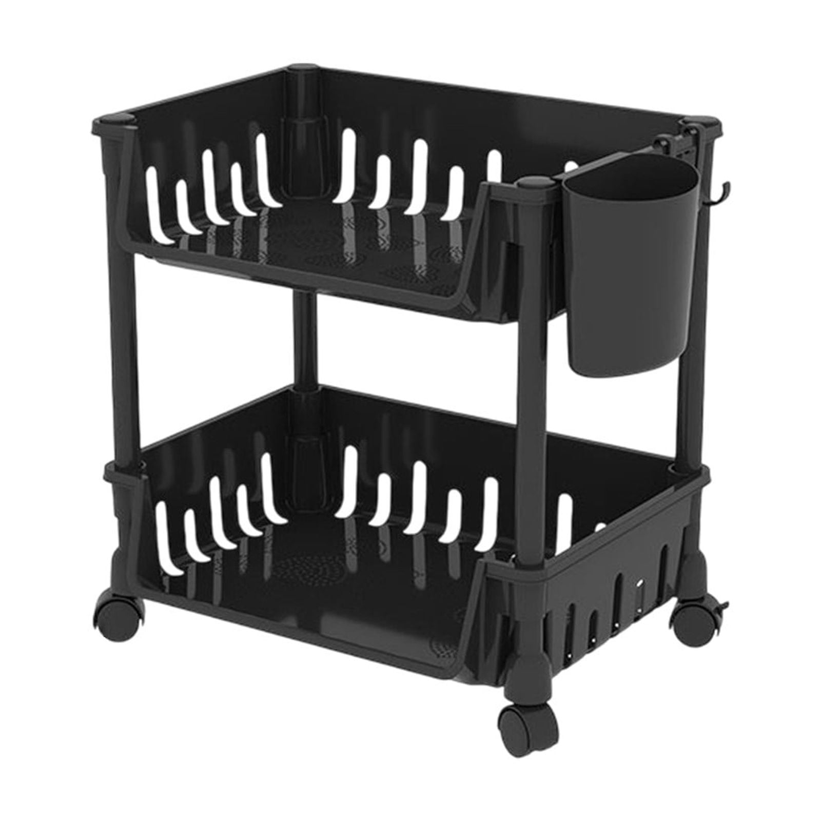 SLYNSHome 2-Tier Multi-functional Storage Rack with Wheel for Kitchen ...