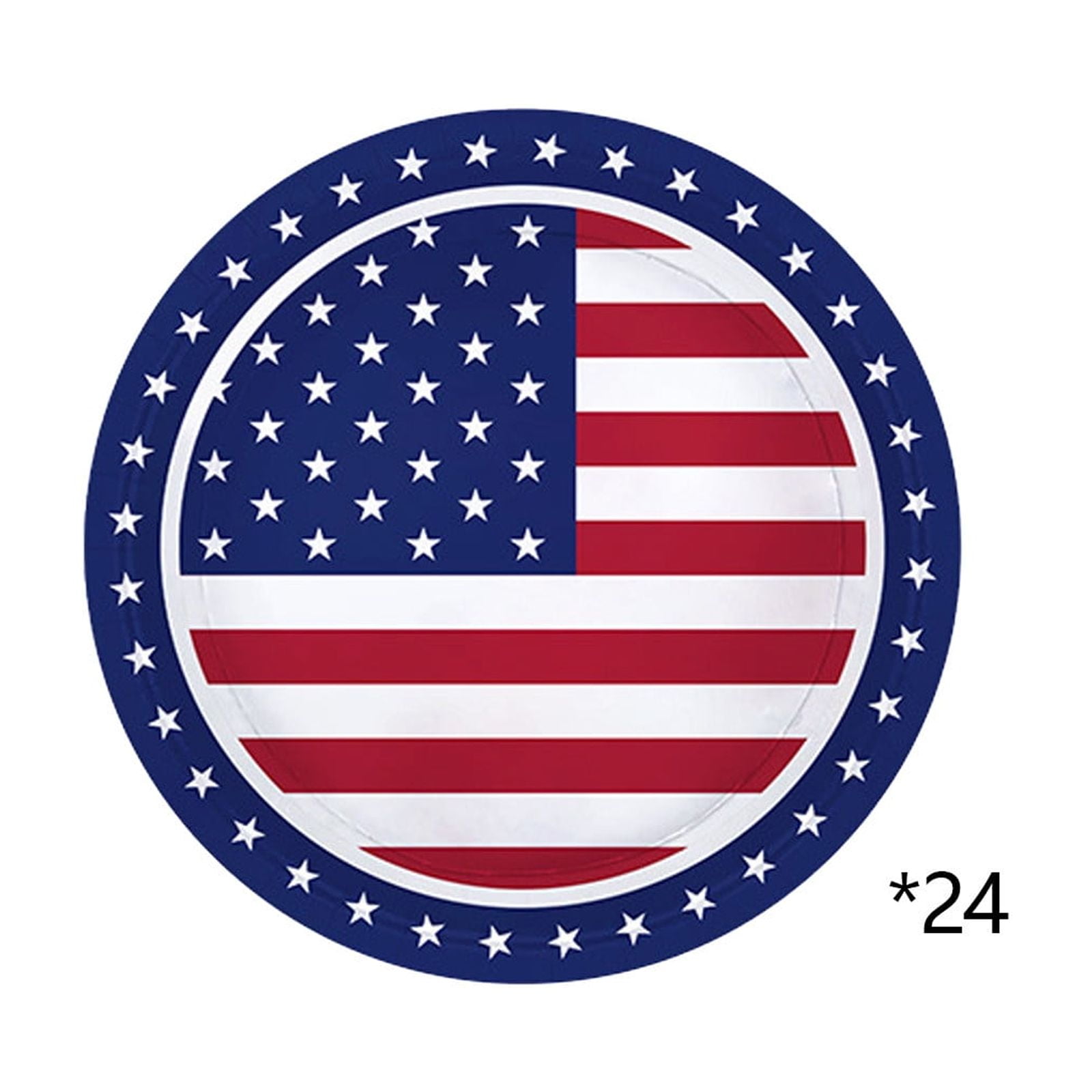 SLYNSHome 24Pcs Patriotic American Flag Party Supplies,9 inch ...