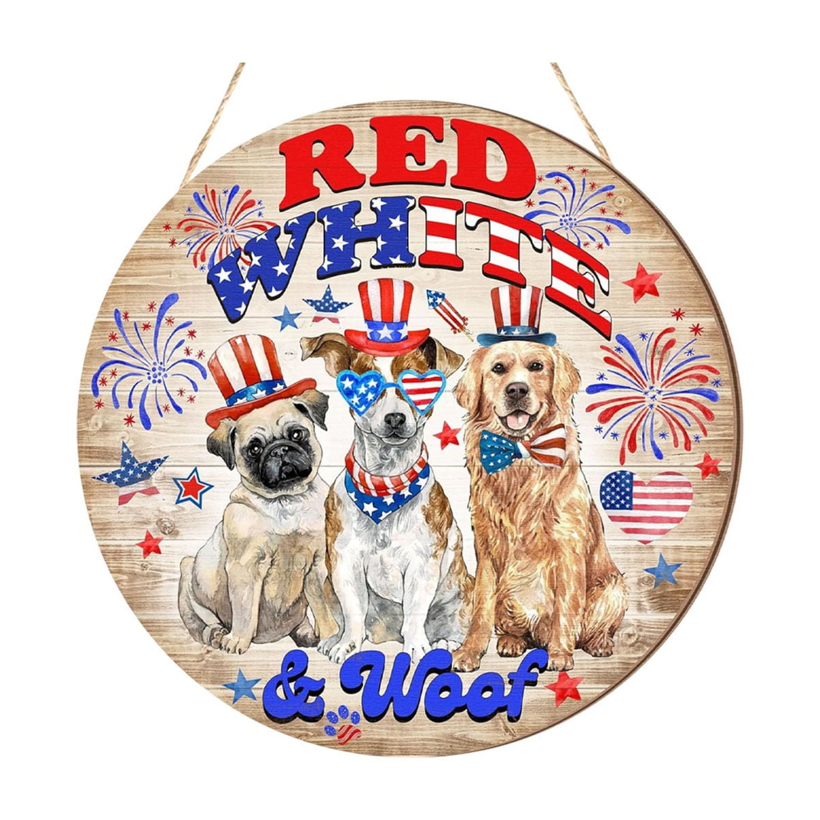 SLYNSHome 4th of July Decoration Red White Blue Patriotic Welcome Sign ...