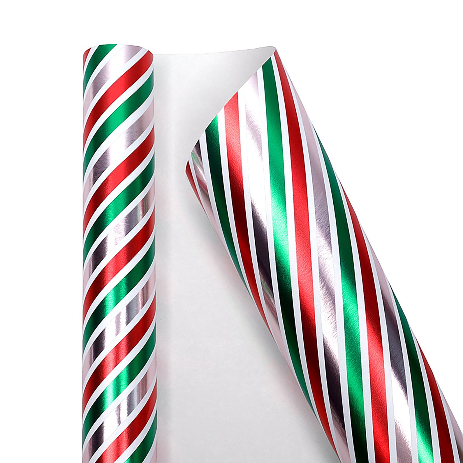 SLYNSHome 9.8 ft Christmas Wrapping Paper Roll,Red,Green,White Metallic ...