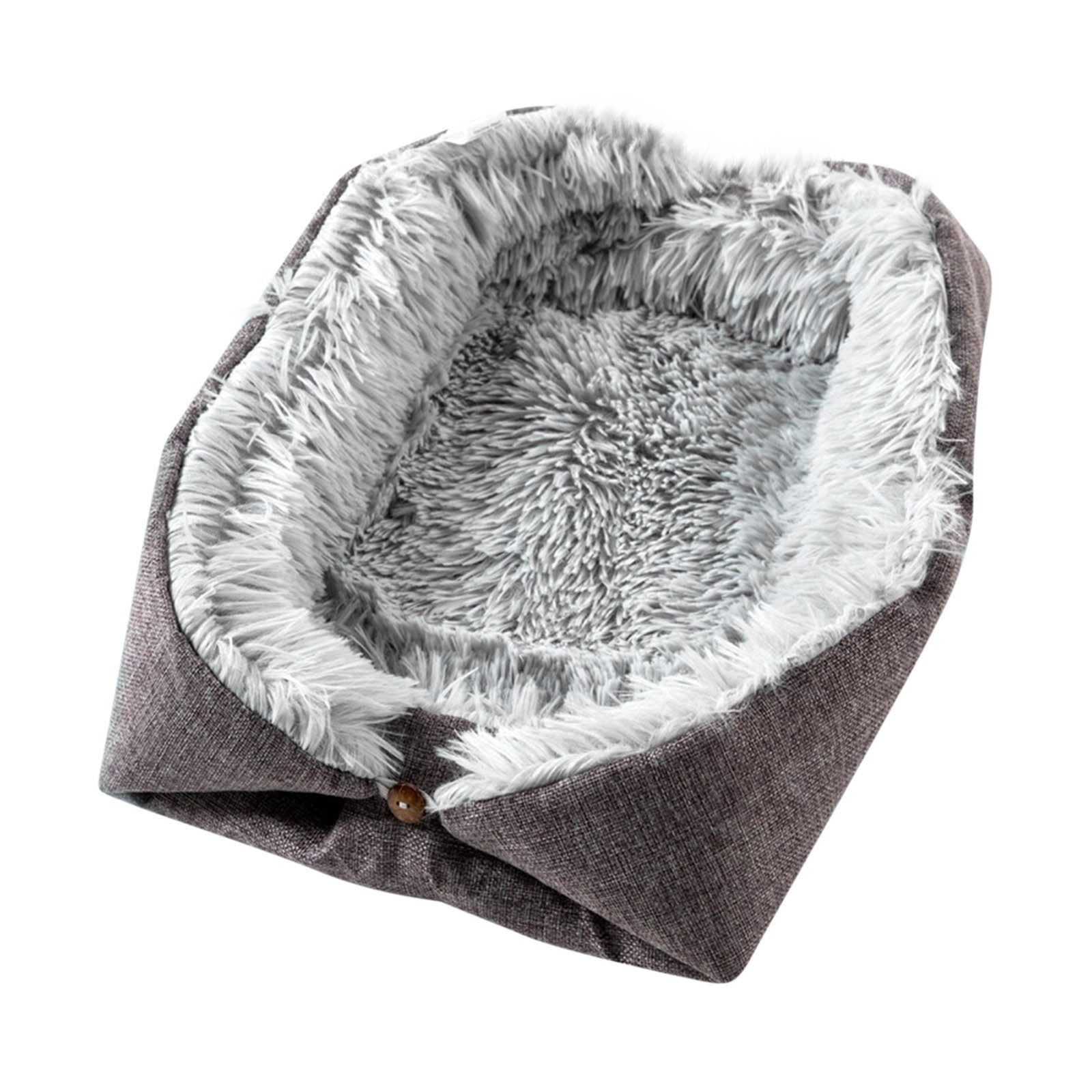 SLYNSHome Calming Cat Bed,Plush Faux Fur Anti-Anxiety Self-Warming ...