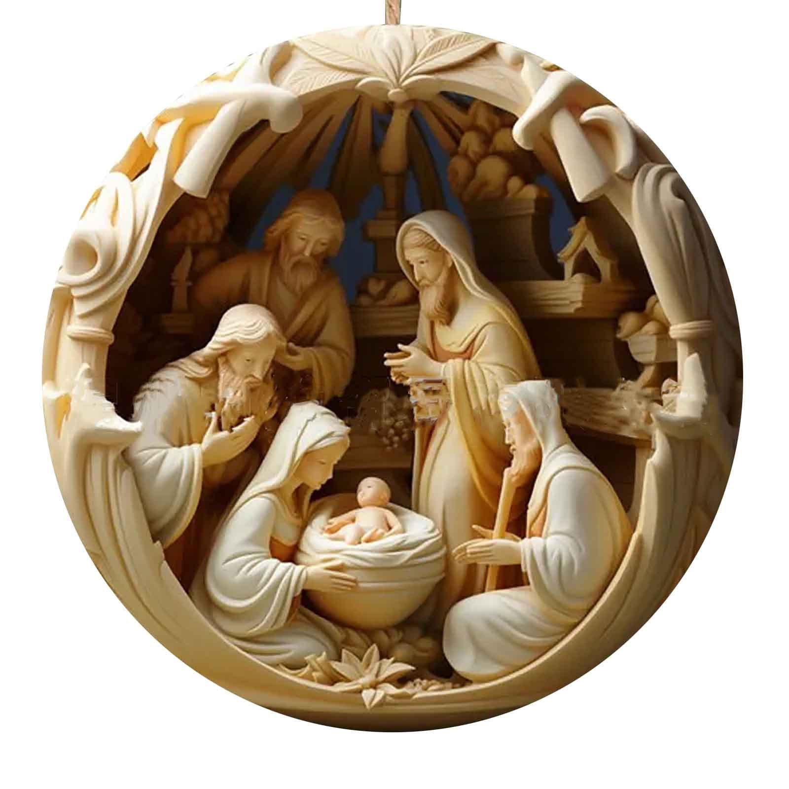 SLYNSHome Christmas Jesus Nativity Scene Ornaments,2024New Hollow Out ...