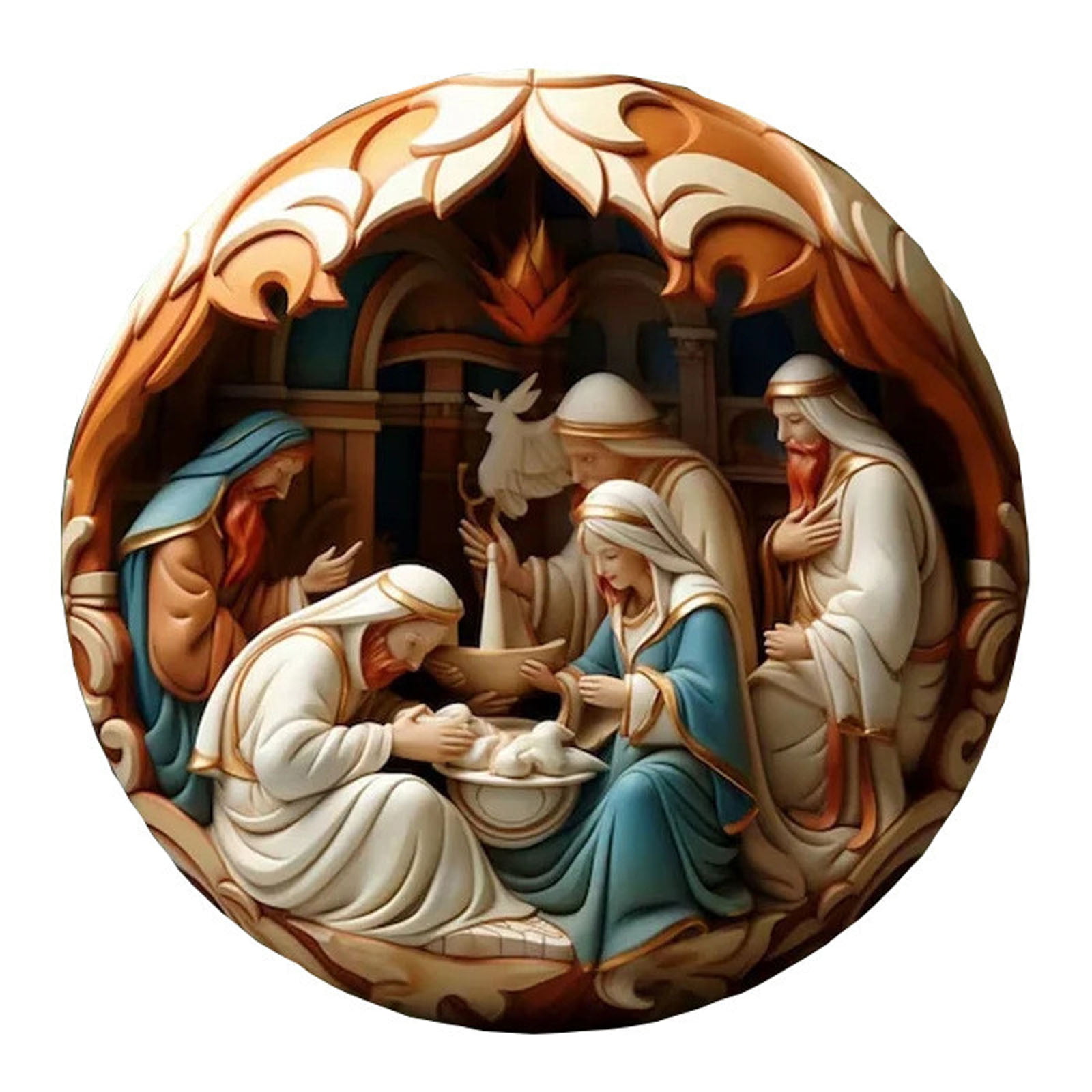 SLYNSHome Christmas Jesus Nativity Scene Ornaments,2024New Hollow Out ...