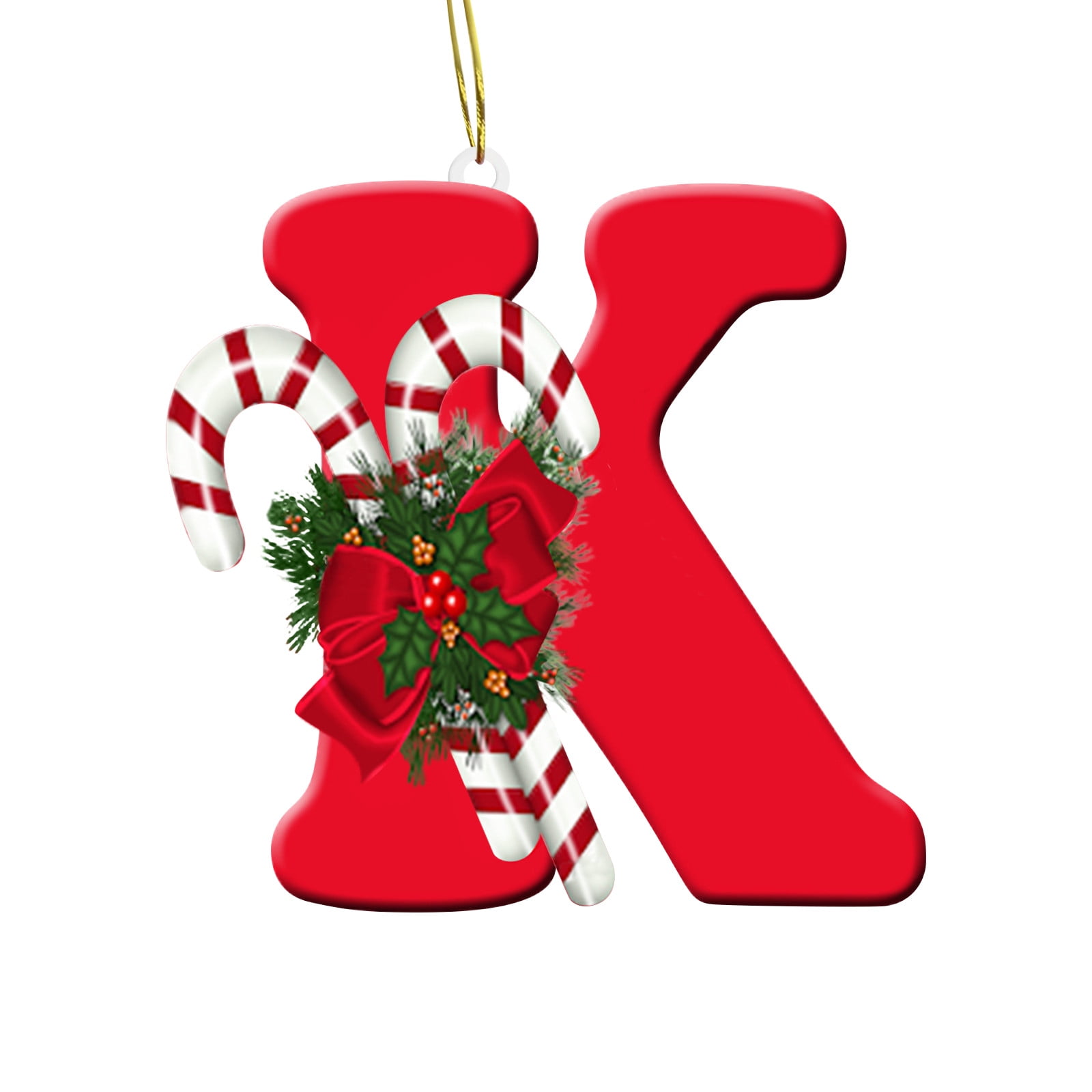 SLYNSHome Christmas Letter K Tags with Wreath Ornament Large Christmas ...