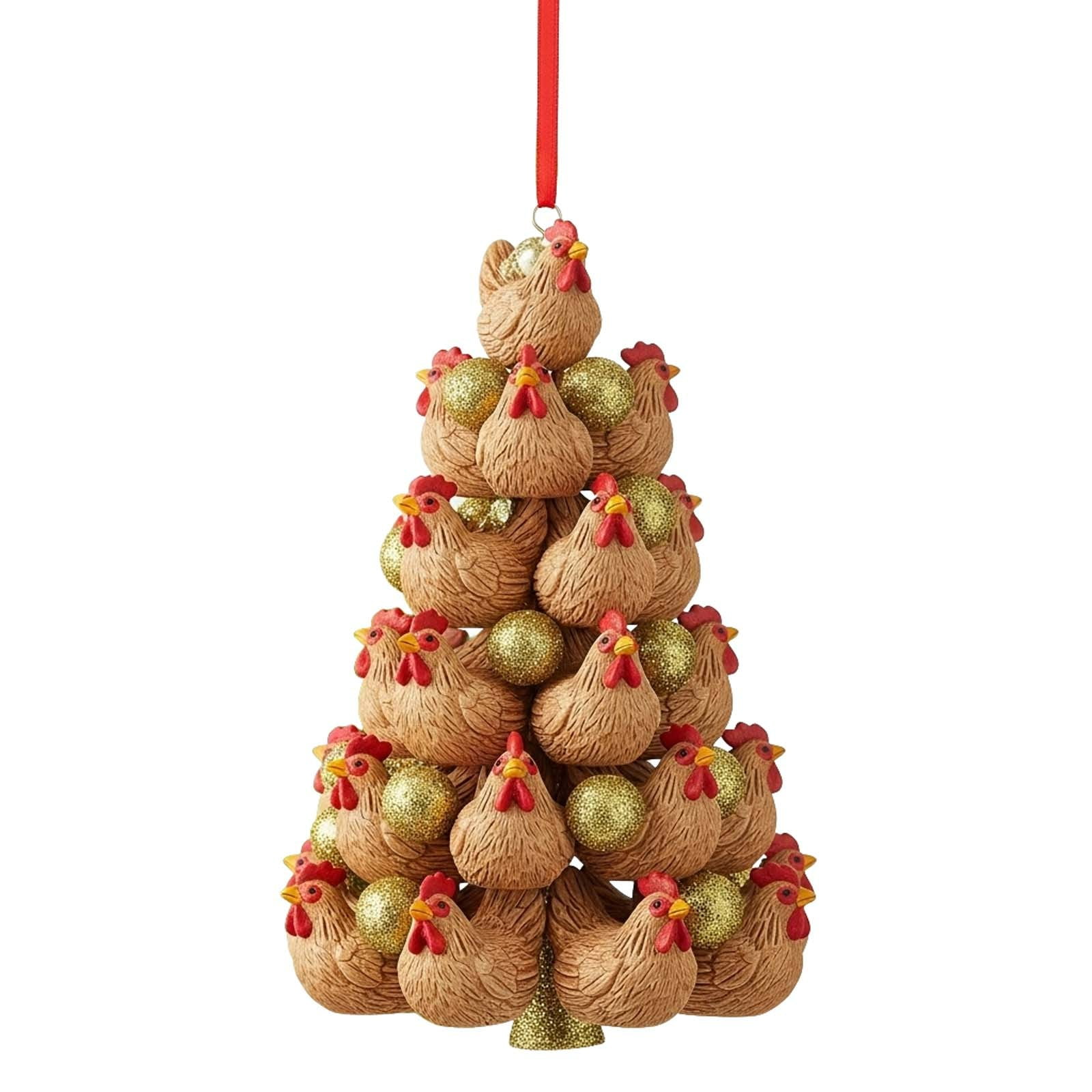SLYNSHome Christmas Tree Chicken Ornament,Stack Animal Hanging Pendant ...