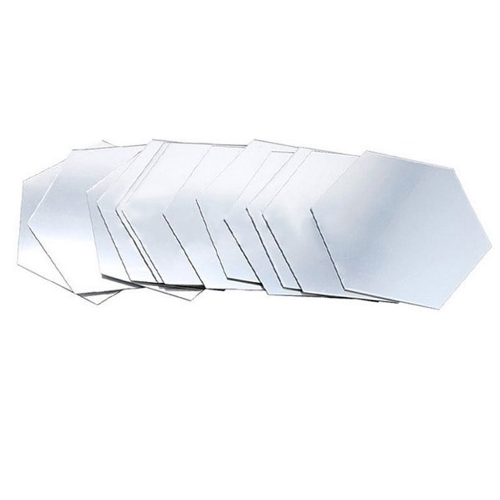 SLYNSHome 12 Pcs Hexagon Acrylic Mirror,Self Adhesive Mirror Tiles ...