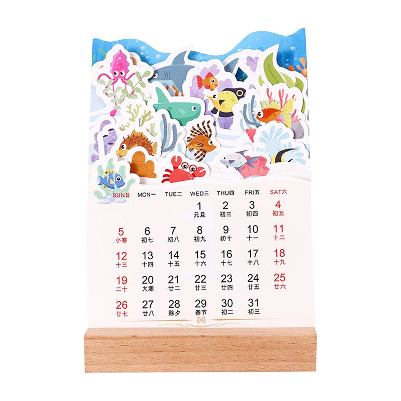 SLYNSHome Clearance 2025 Calendar for Desk,Tabletop Fish Calendar - 4 ...