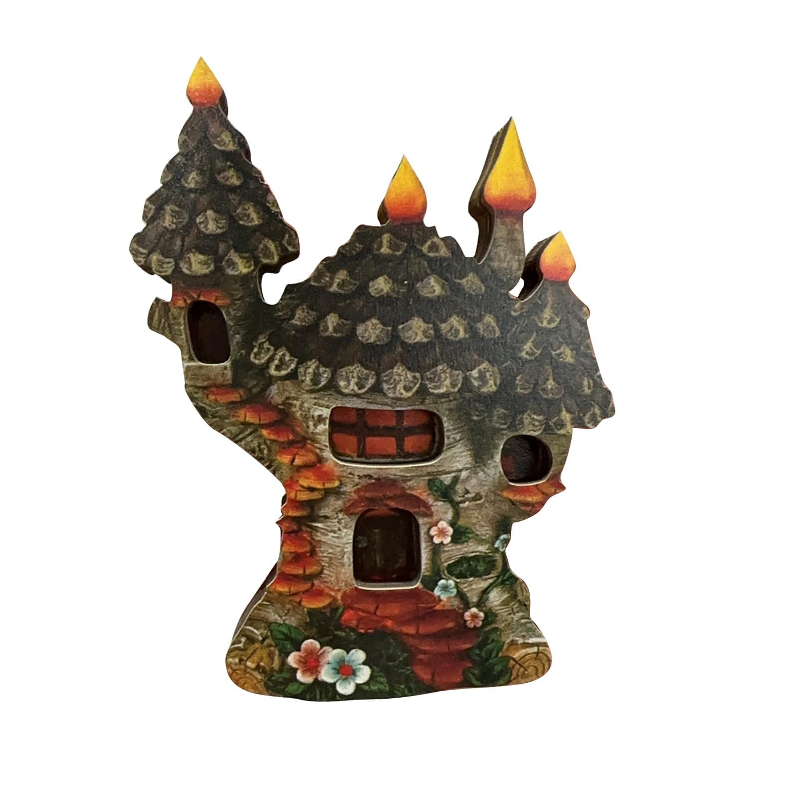 SLYNSHome Clearance Artificial Wood Statues Fairy Garden House Fairy ...