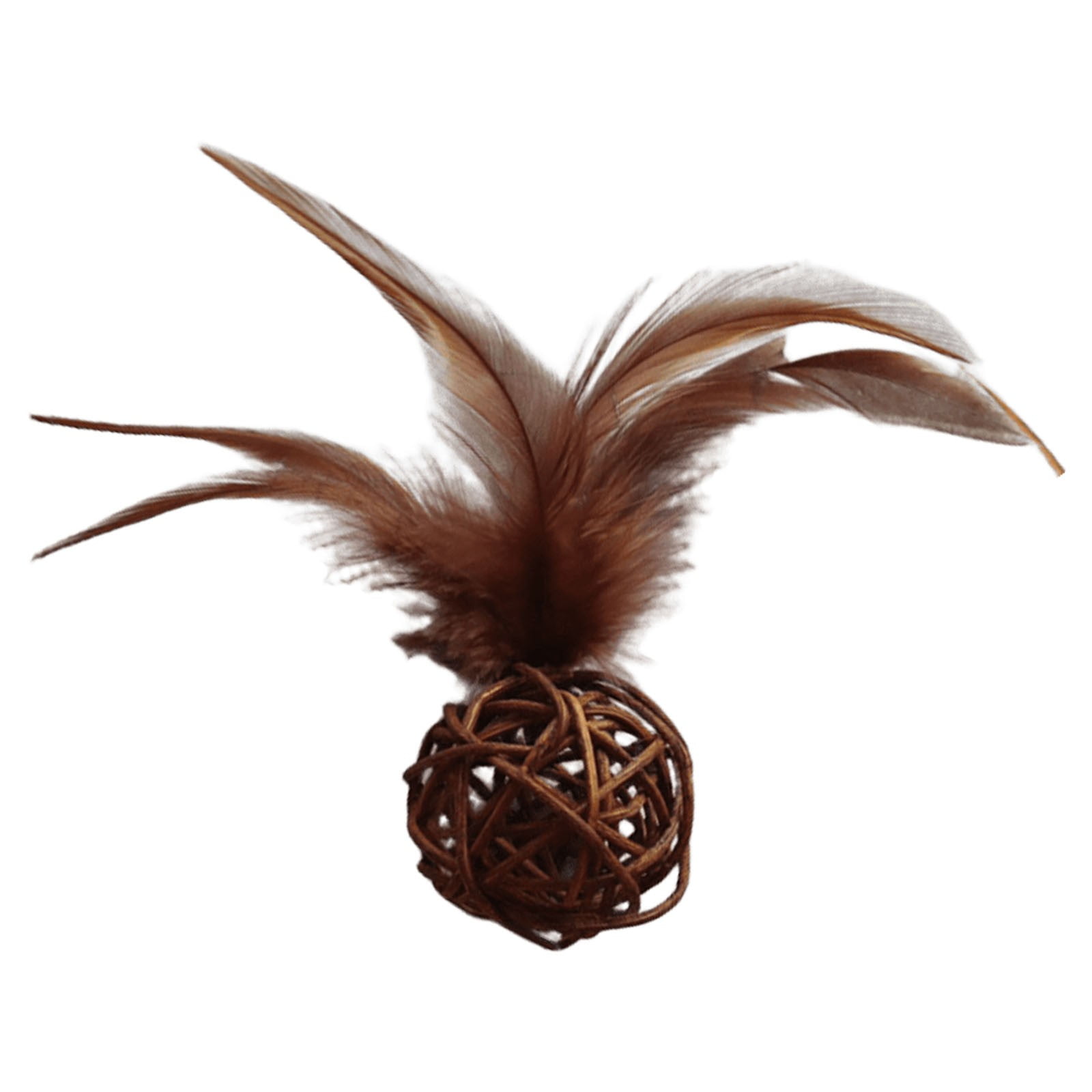 SLYNSHome Cat Ball Toy with Natural Feathers Funny Pet Interactive Toys ...