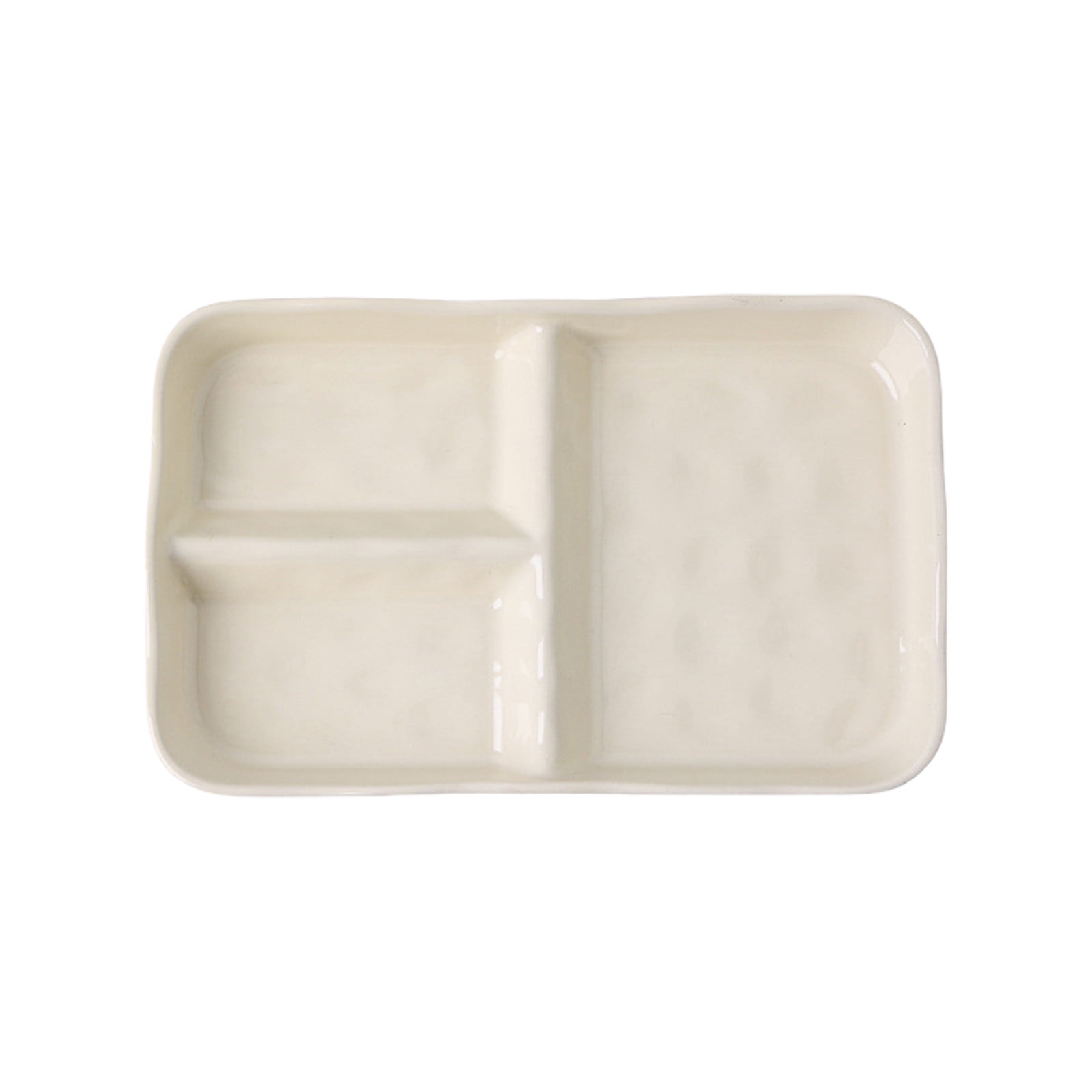 SLYNSHome Ceramic Dinner Plates with 3 Compartment,Modern Dinnerware ...