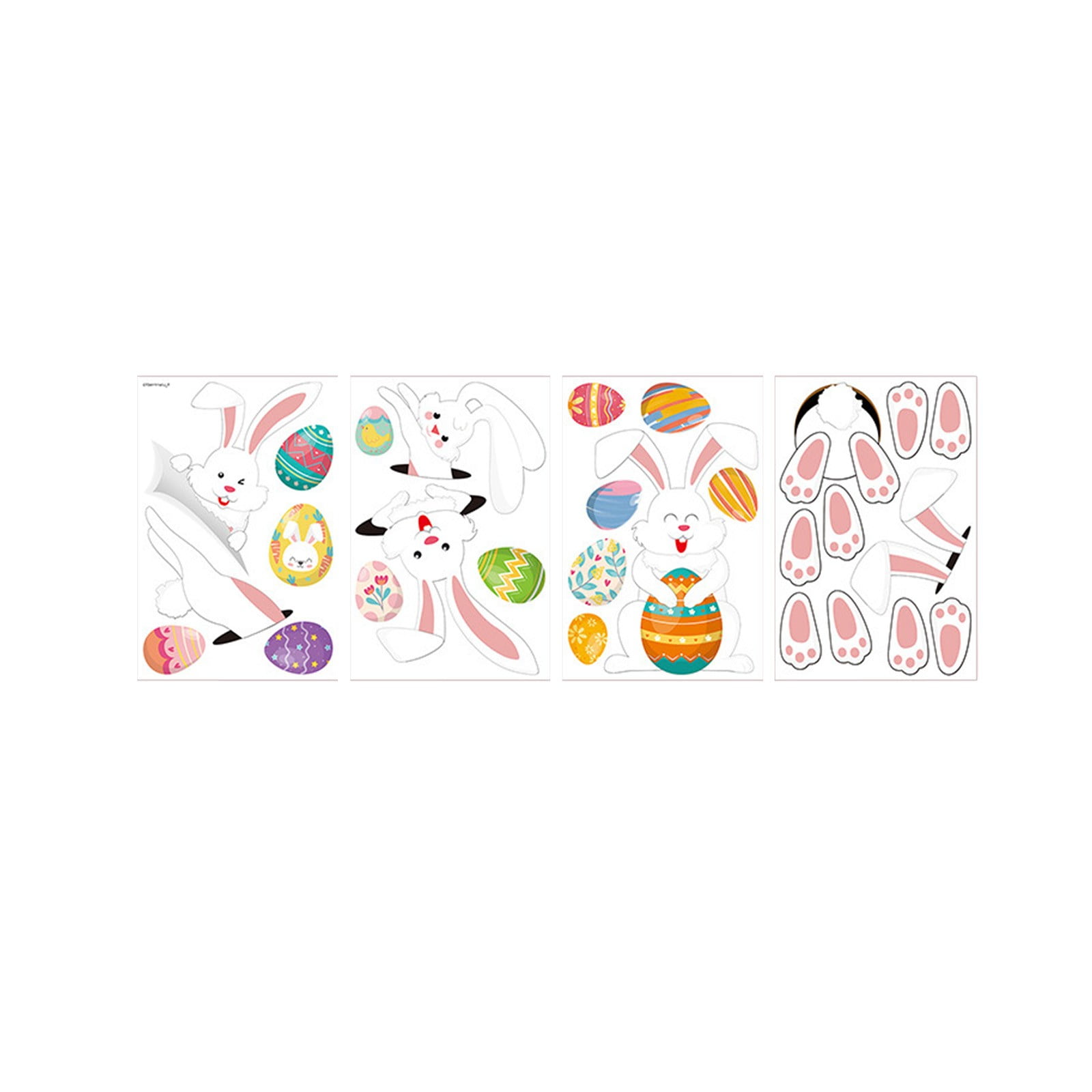 SLYNSHome Easter Sticker Wall Decals Peel and Stick Cute Bunny Eggs ...