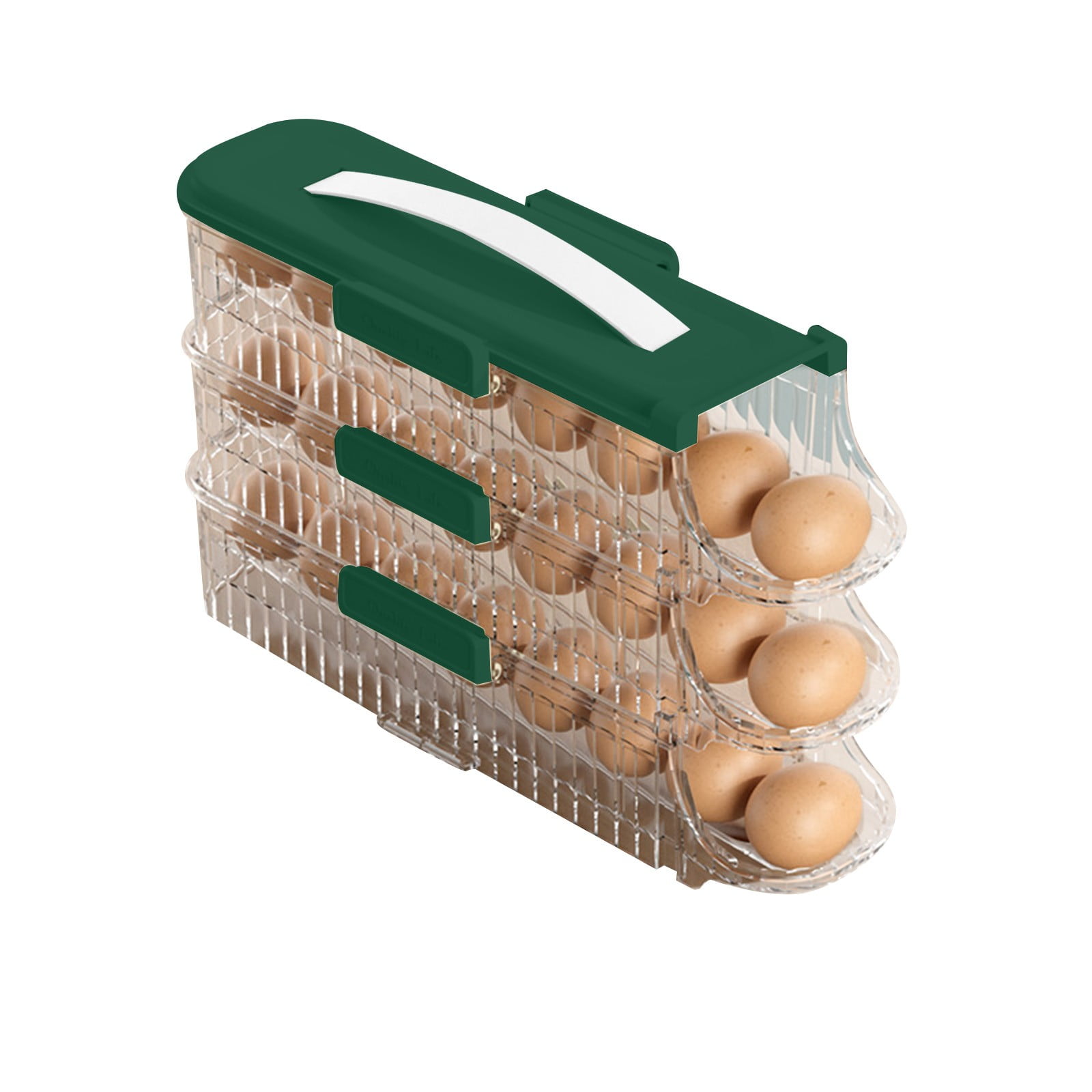 SLYNSHome Egg Holder for Refrigerator, Portable Auto Rolling Egg ...